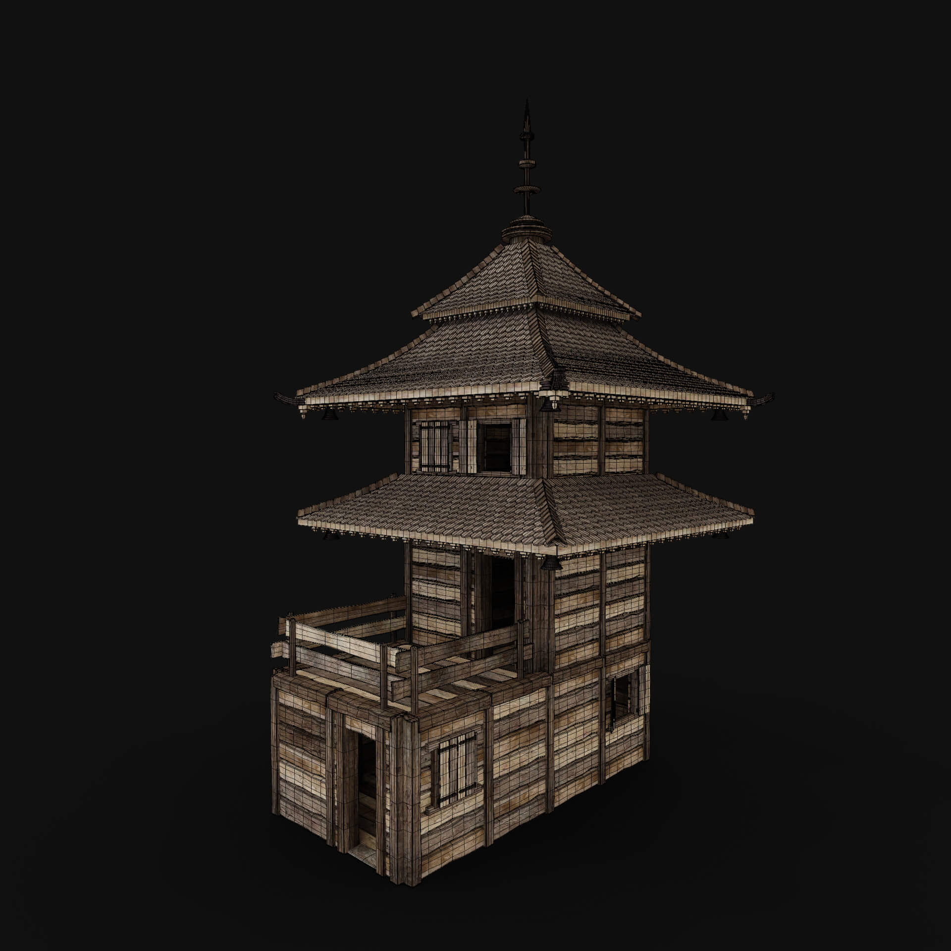 Feudal Japanese Watchtower Temple Collection - 3D Model by Enterables
