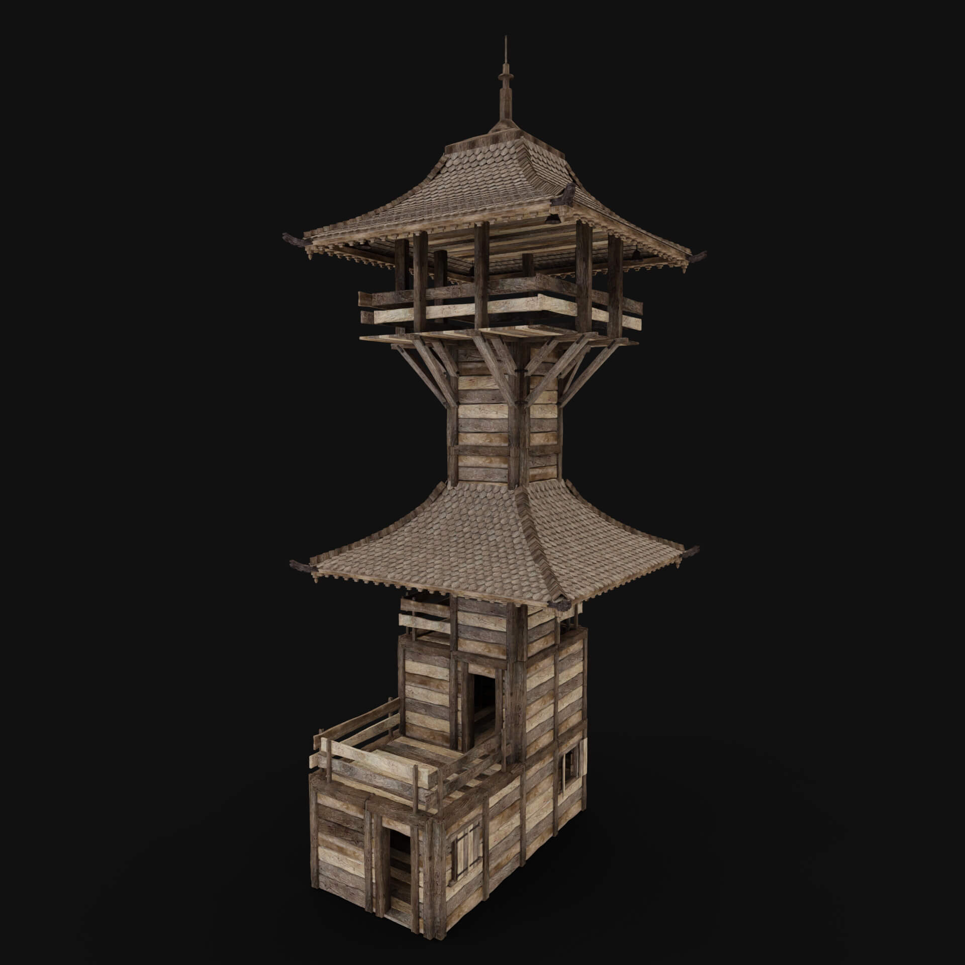 Feudal Japanese Watchtower Temple Collection - 3D Model by Enterables