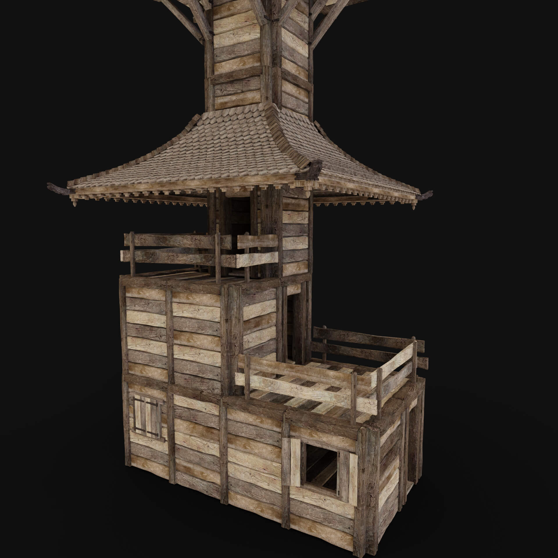 Feudal Japanese Watchtower Temple Collection - 3D Model by Enterables