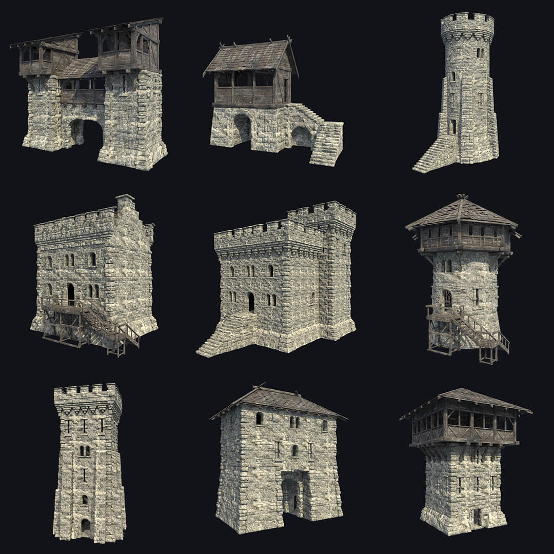 Fort Medieval Castle Tower Collection - 3D Model by Enterables