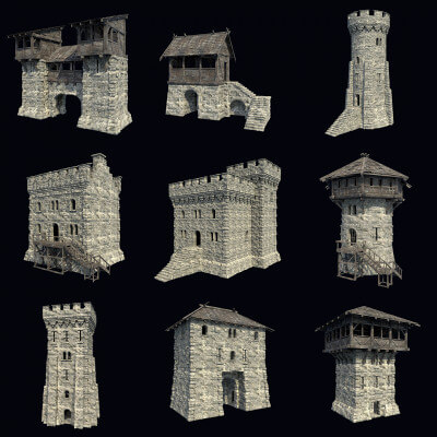 Fort Medieval Castle Tower Collection - 3D Model by Enterables