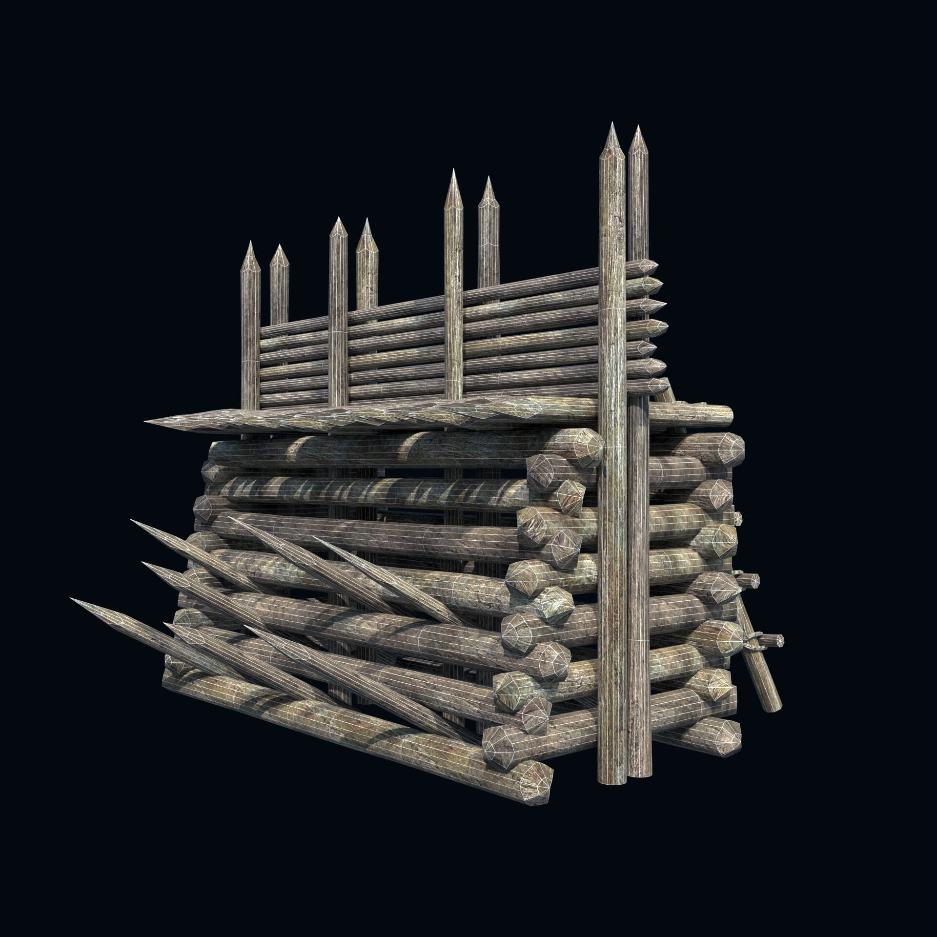 Fort Medieval Palisade Barrier Collection - 3D Model by Enterables