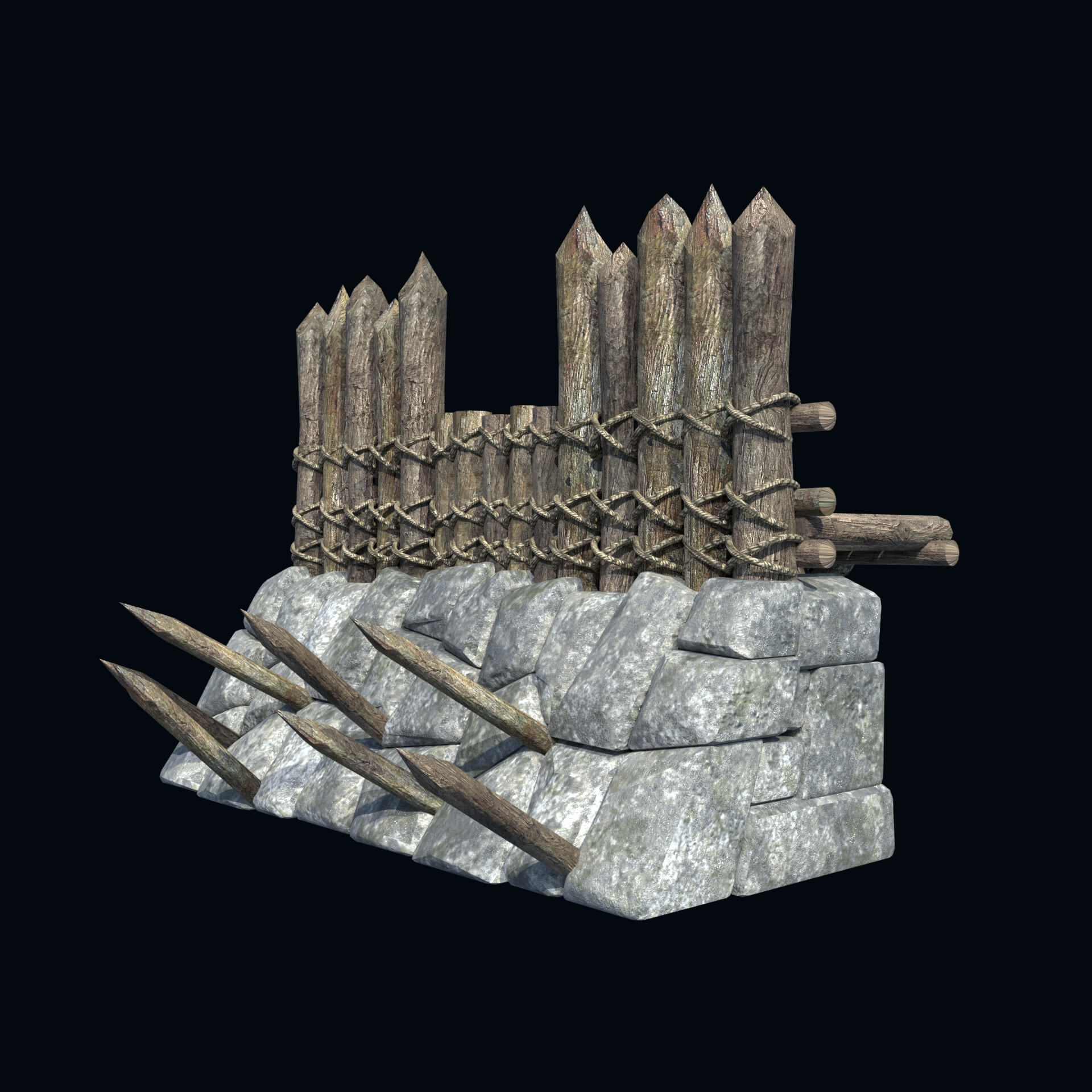 Fort Medieval Palisade Barrier Collection - 3D Model by Enterables