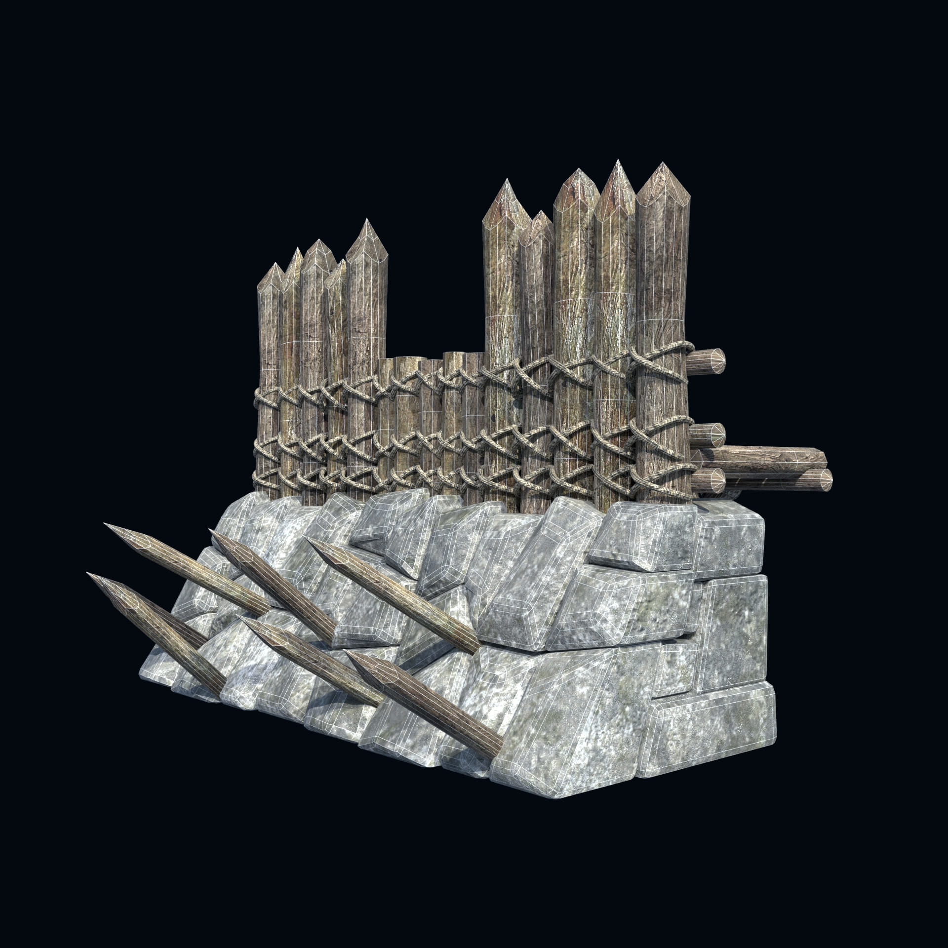 Fort Medieval Palisade Barrier Collection - 3D Model by Enterables