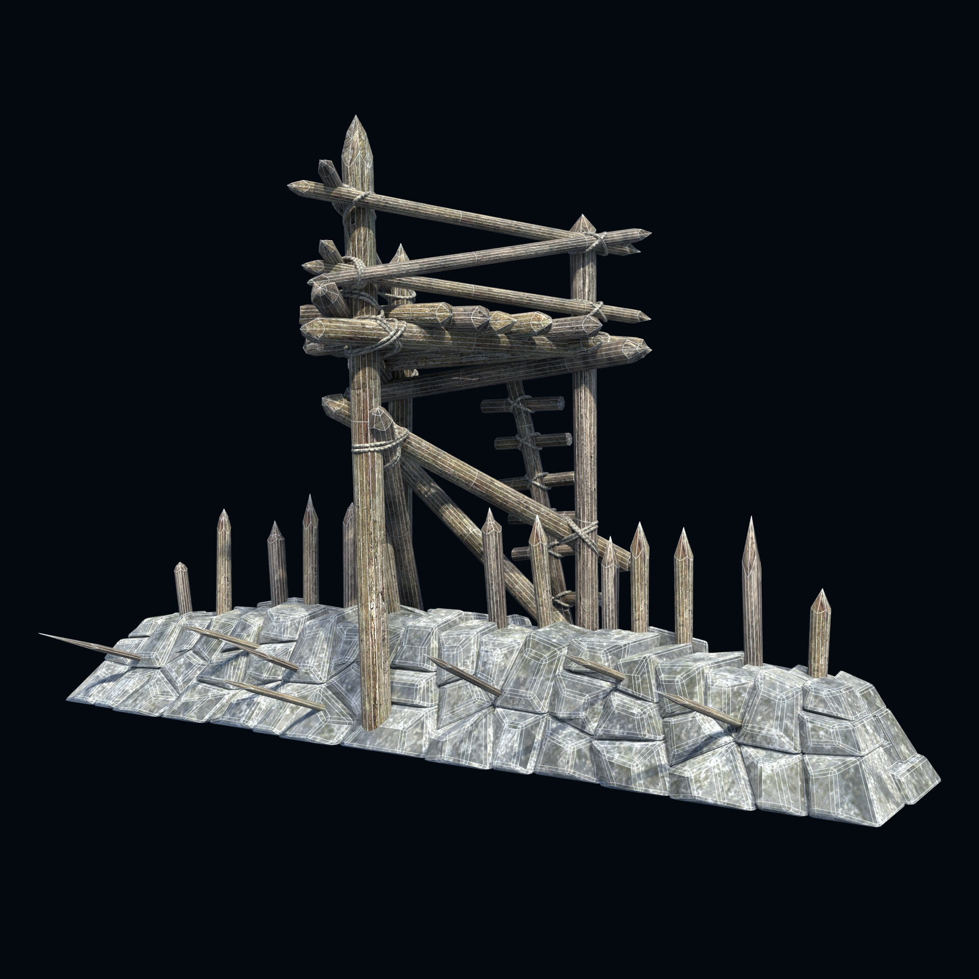 Fort Medieval Palisade Barrier Collection - 3D Model by Enterables