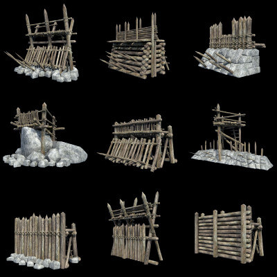Fort Medieval Palisade Barrier Collection - 3D Model by Enterables