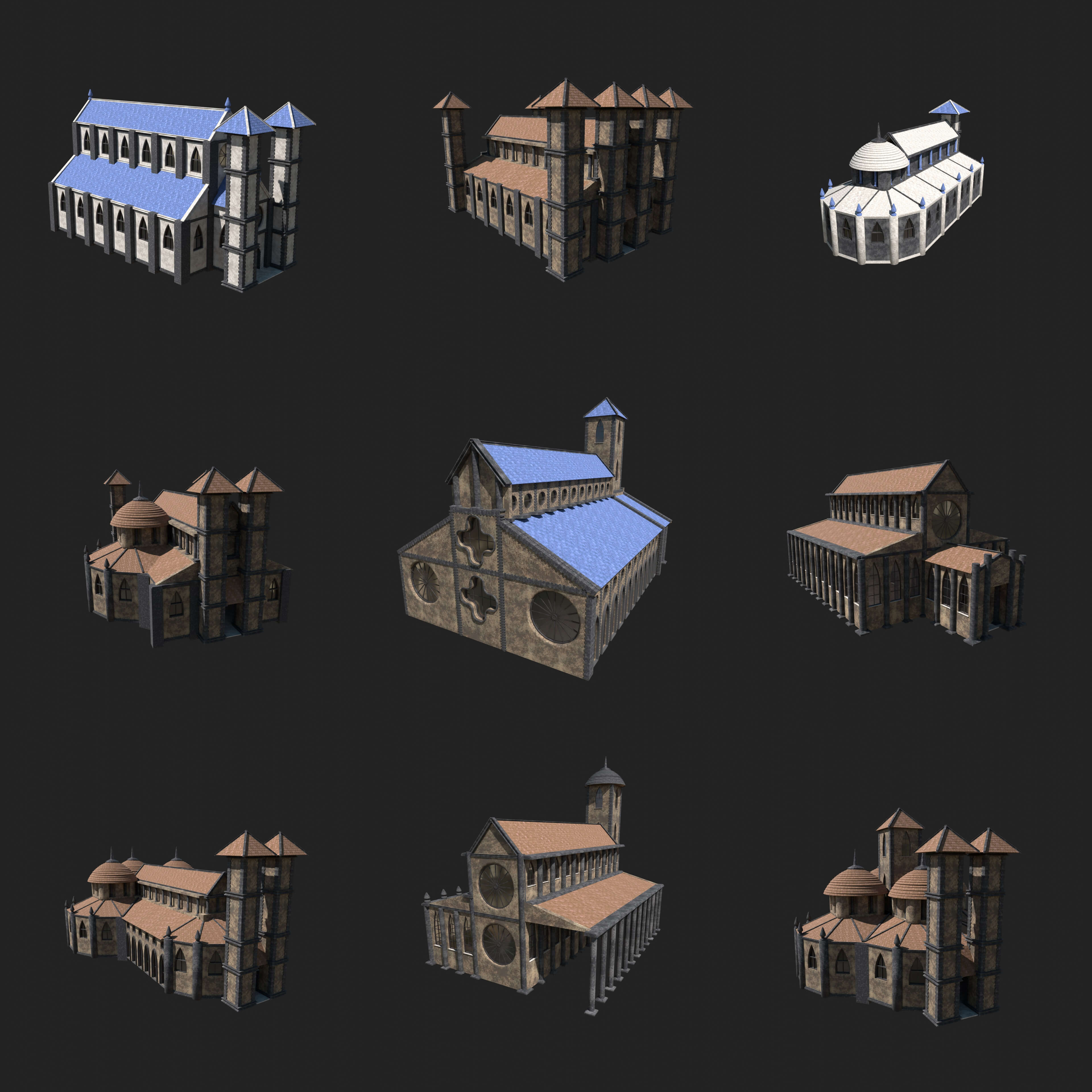 Gothic Medieval Cathedral Collection - 3D Model by Enterables