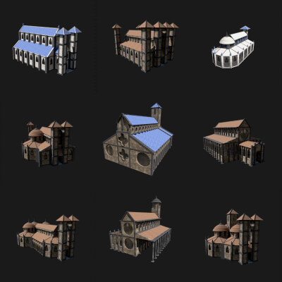 Gothic Medieval Cathedral Collection - 3D Model by Enterables