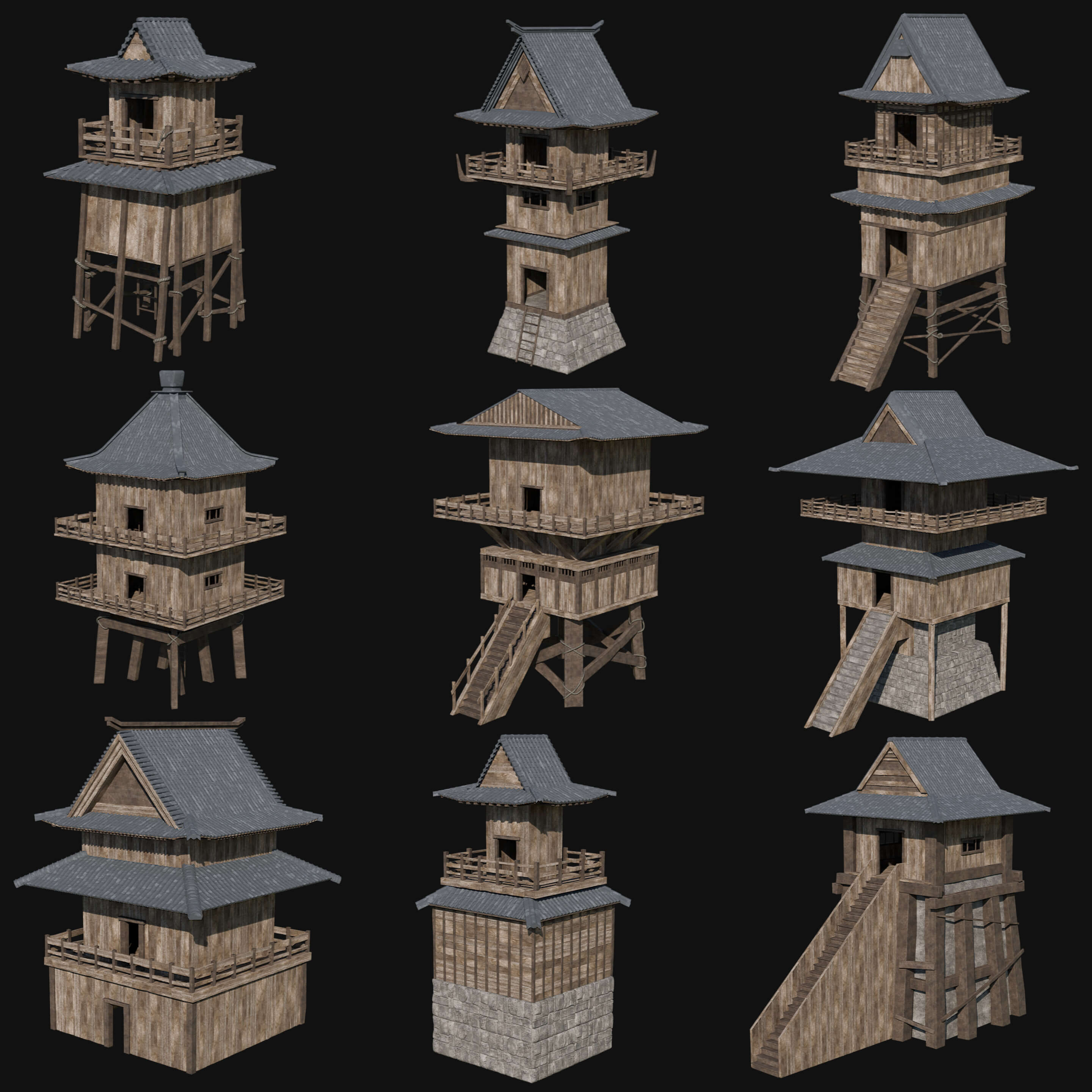 Japanese Feudal Watchtower Collection - 3D Model by Enterables