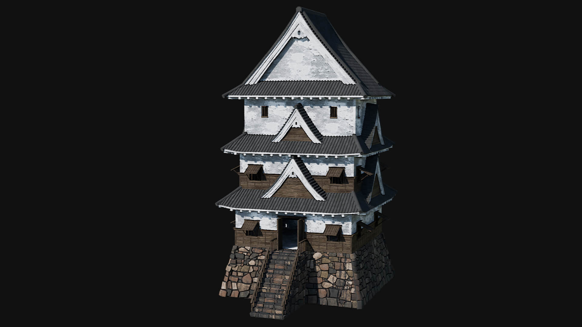 Japanese Fortress Feudal Watchtower Collection - 3D Model by Enterables