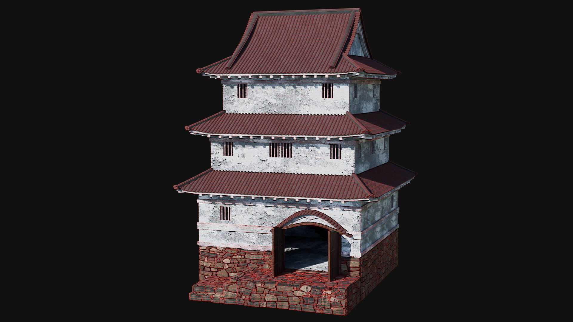 Japanese Fortress Feudal Watchtower Collection - 3D Model by Enterables