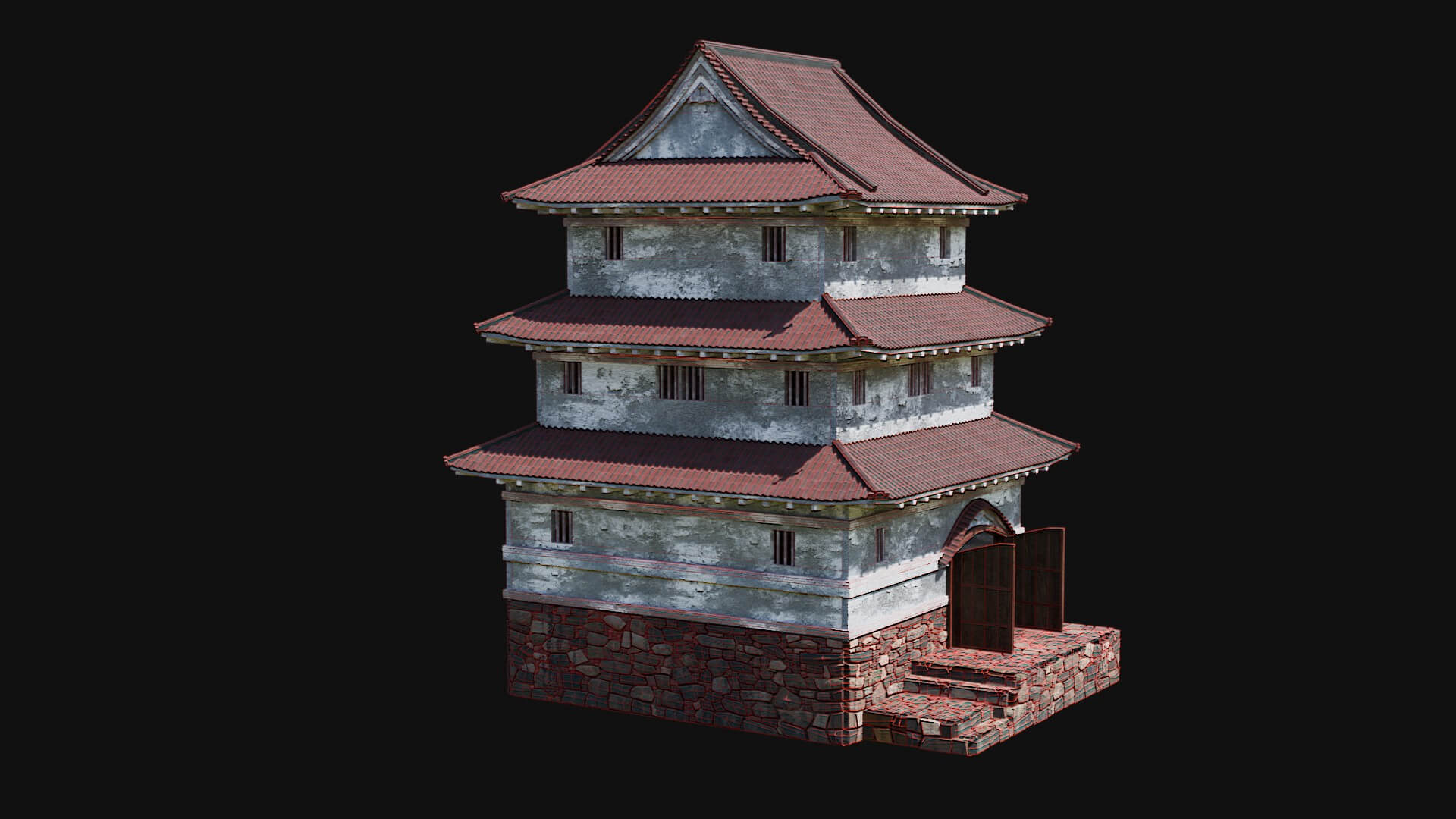 Japanese Fortress Feudal Watchtower Collection - 3D Model by Enterables