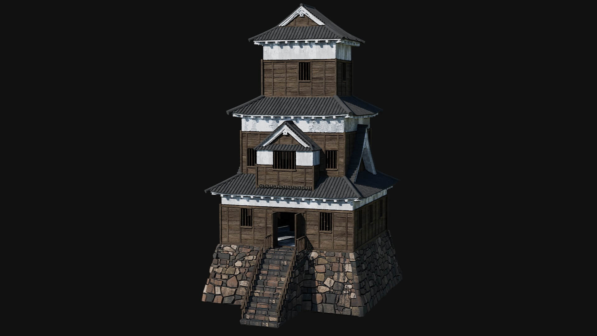 Japanese Fortress Feudal Watchtower Collection - 3D Model by Enterables