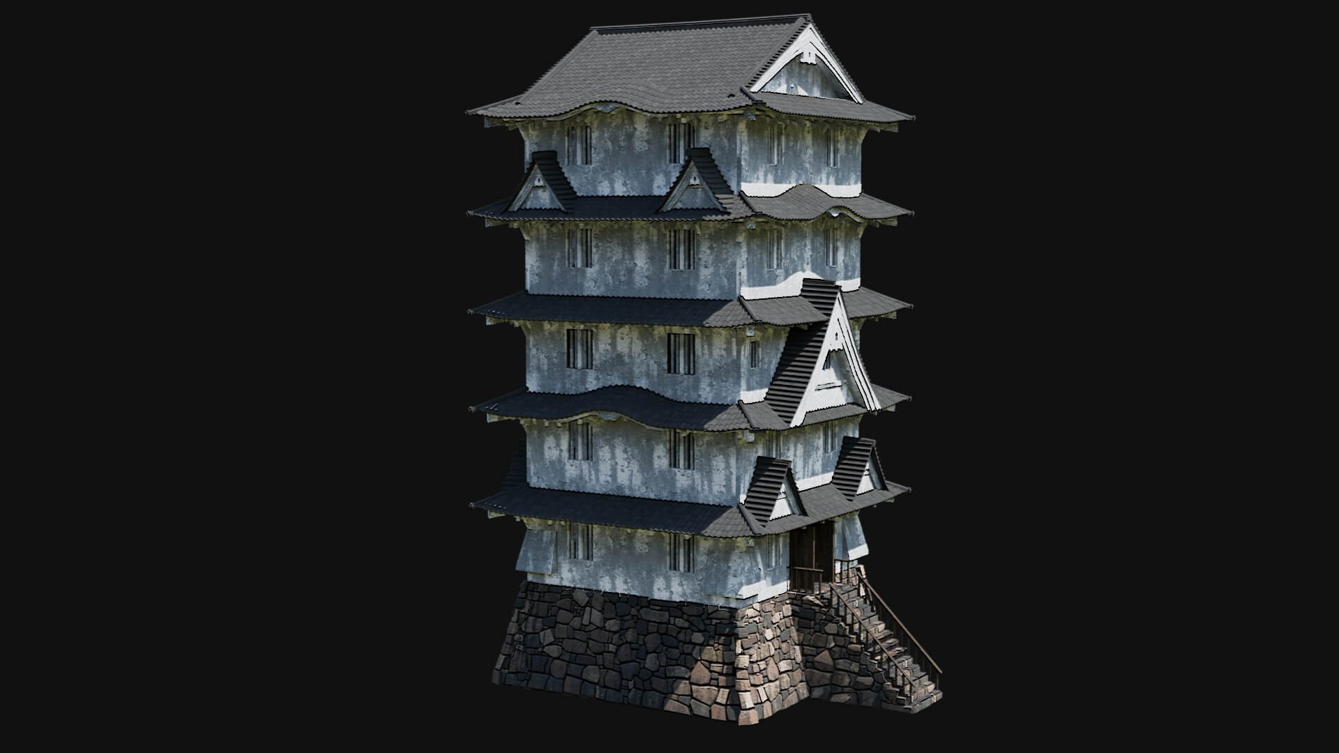 Japanese Fortress Feudal Watchtower Collection - 3D Model by Enterables