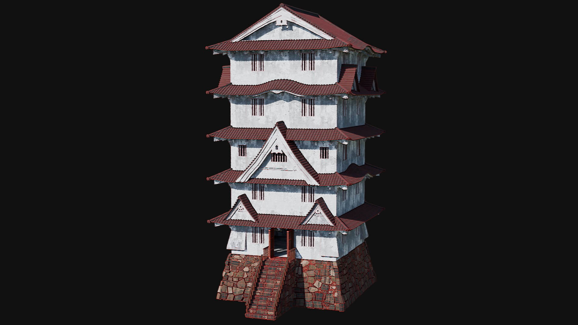 Japanese Fortress Feudal Watchtower Collection - 3D Model by Enterables