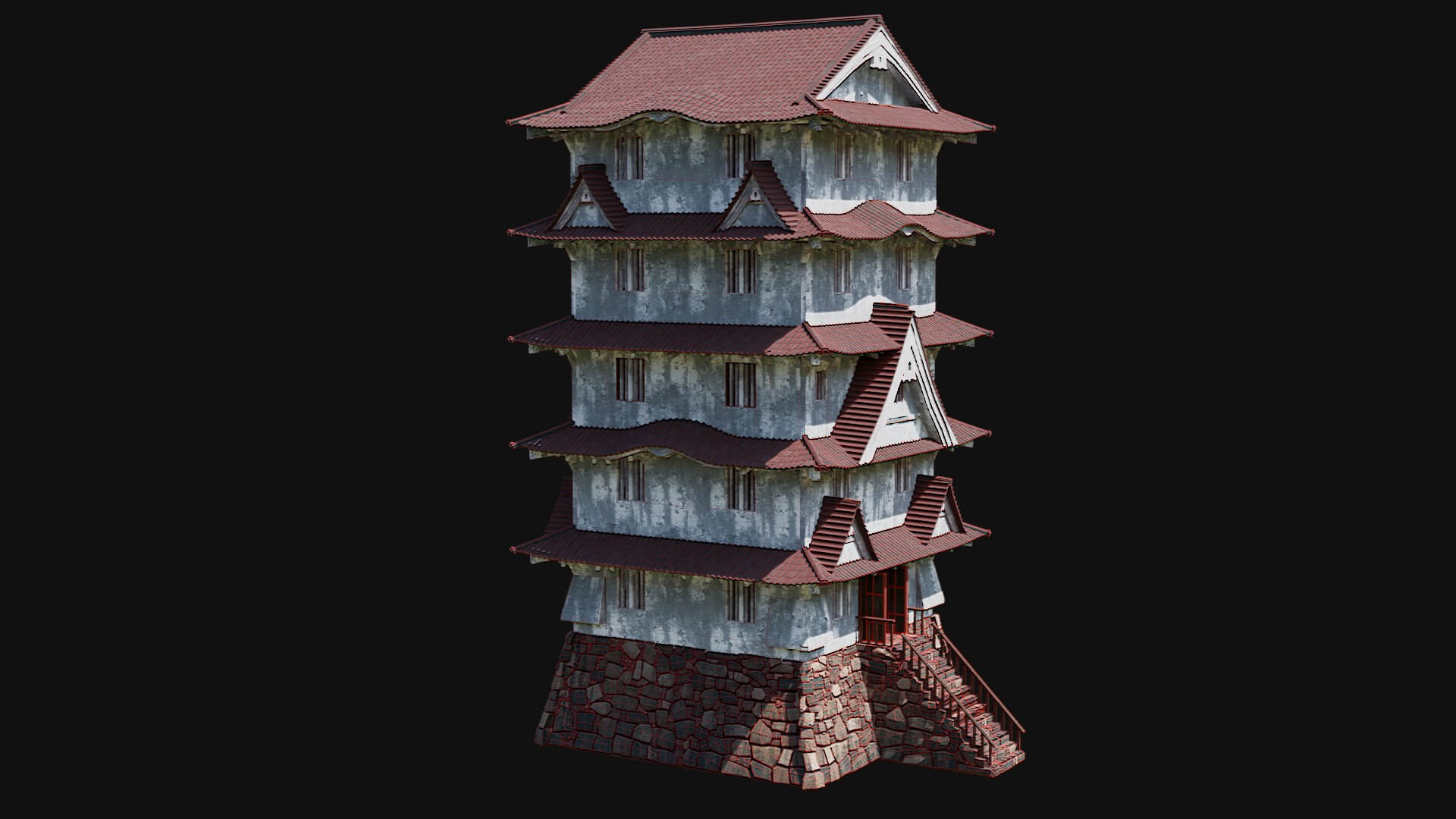 Japanese Fortress Feudal Watchtower Collection - 3D Model by Enterables