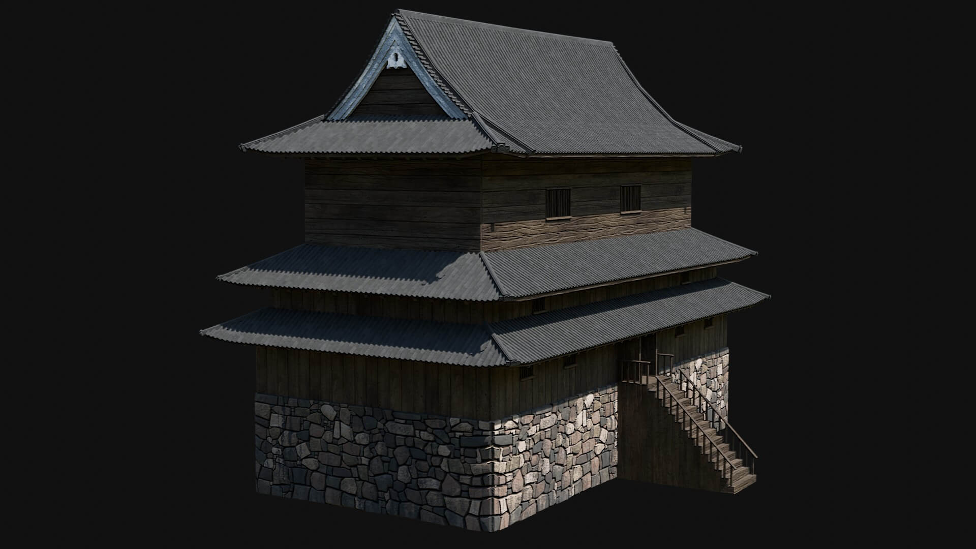 Japanese Fortress Feudal Watchtower Collection - 3D Model by Enterables