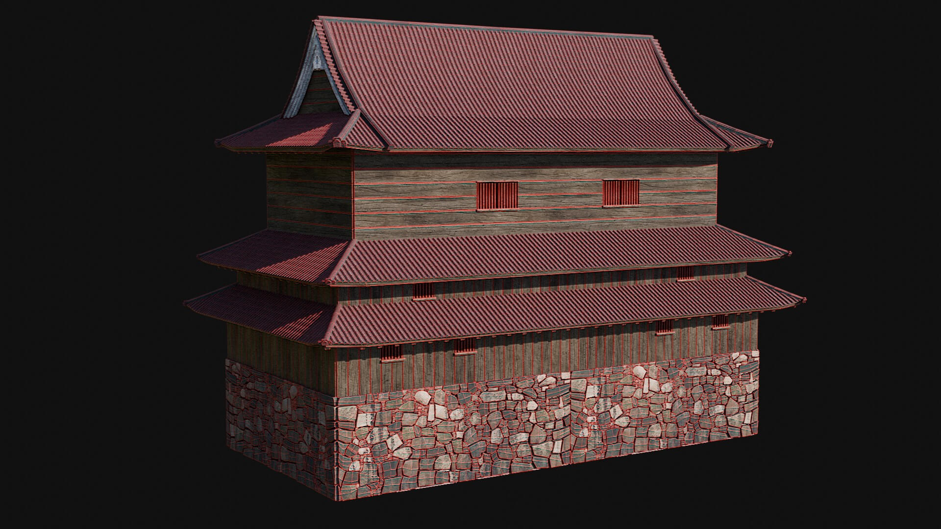 Japanese Fortress Feudal Watchtower Collection - 3D Model by Enterables