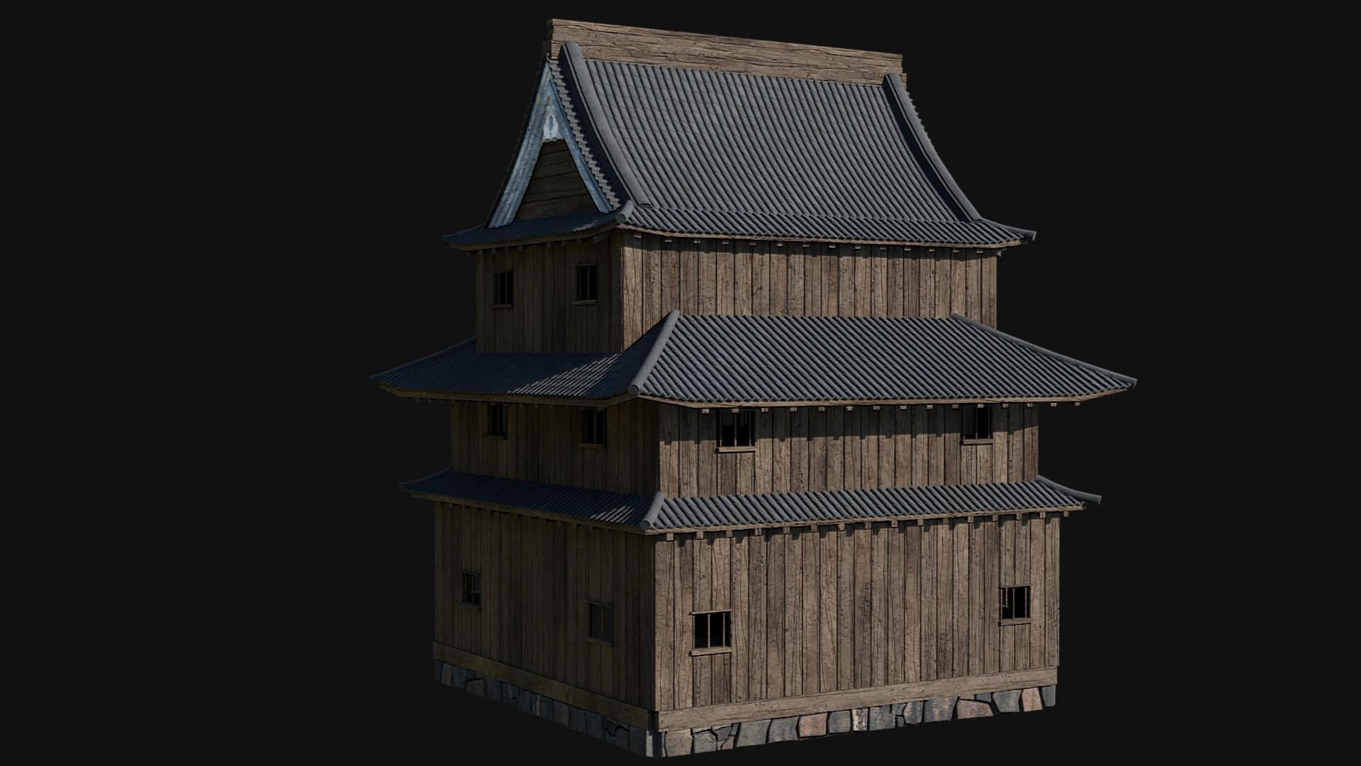 Japanese Fortress Feudal Watchtower Collection - 3D Model by Enterables