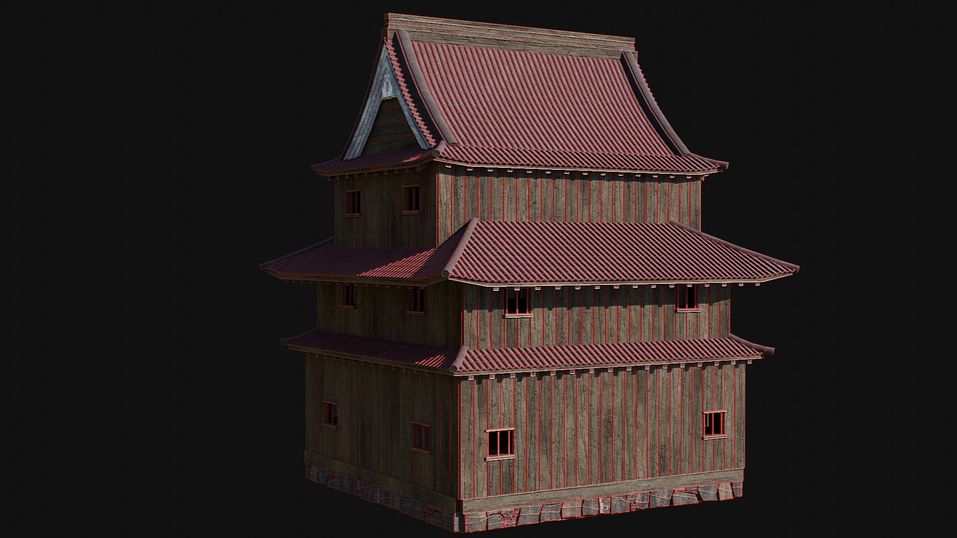 Japanese Fortress Feudal Watchtower Collection - 3D Model by Enterables