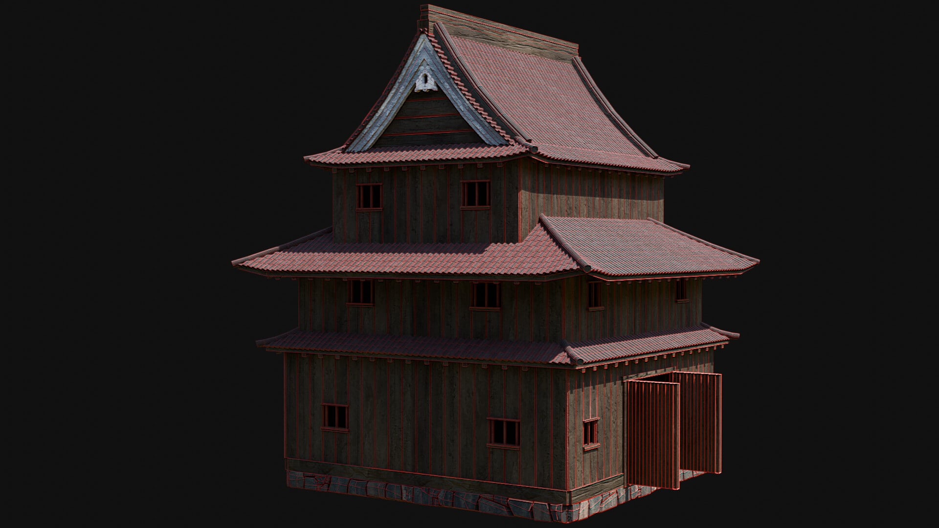 Japanese Fortress Feudal Watchtower Collection - 3D Model by Enterables