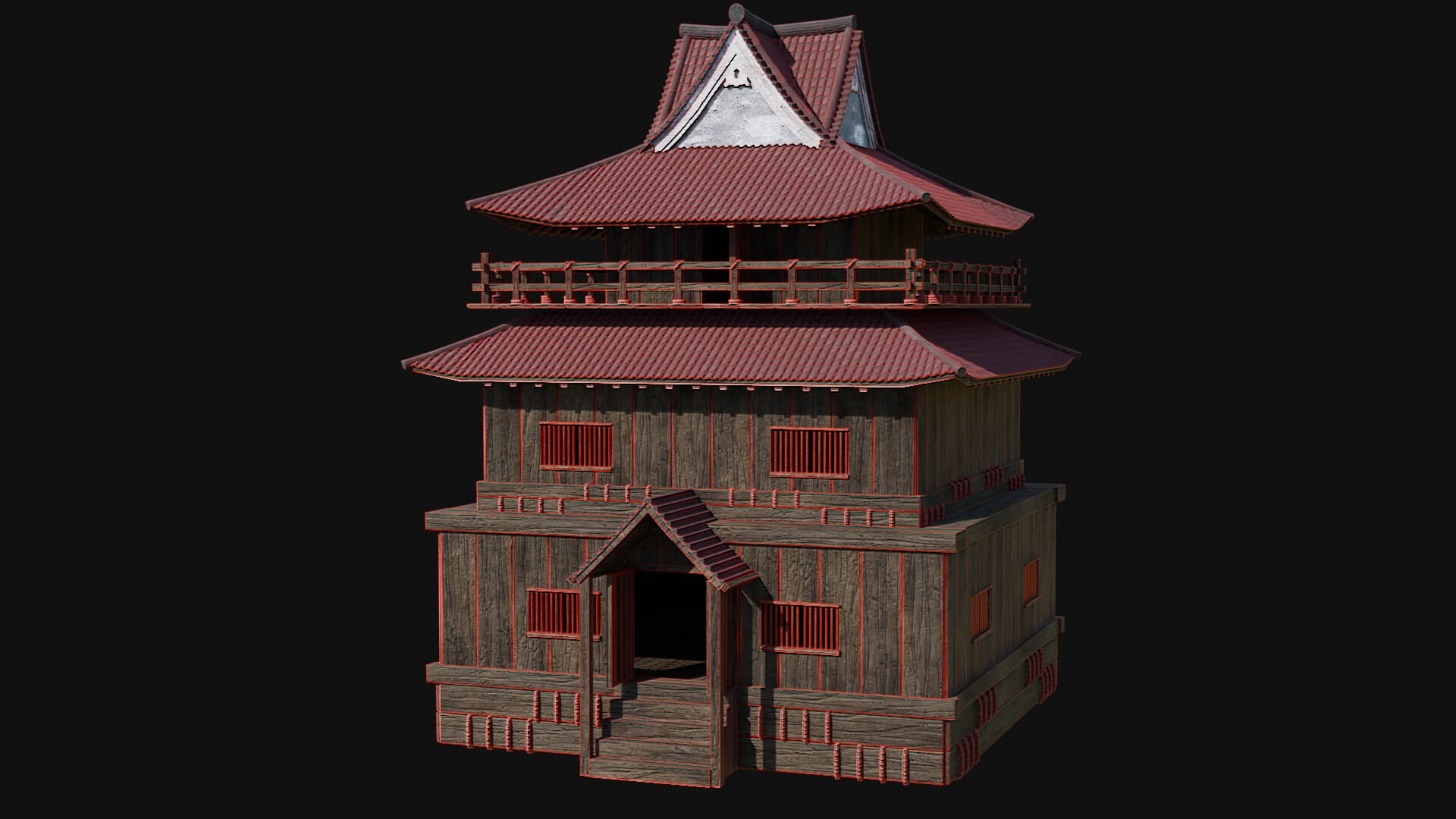 Japanese Fortress Feudal Watchtower Collection - 3D Model by Enterables