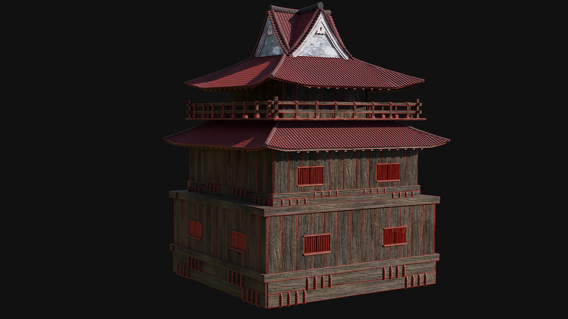 Japanese Fortress Feudal Watchtower Collection - 3D Model by Enterables