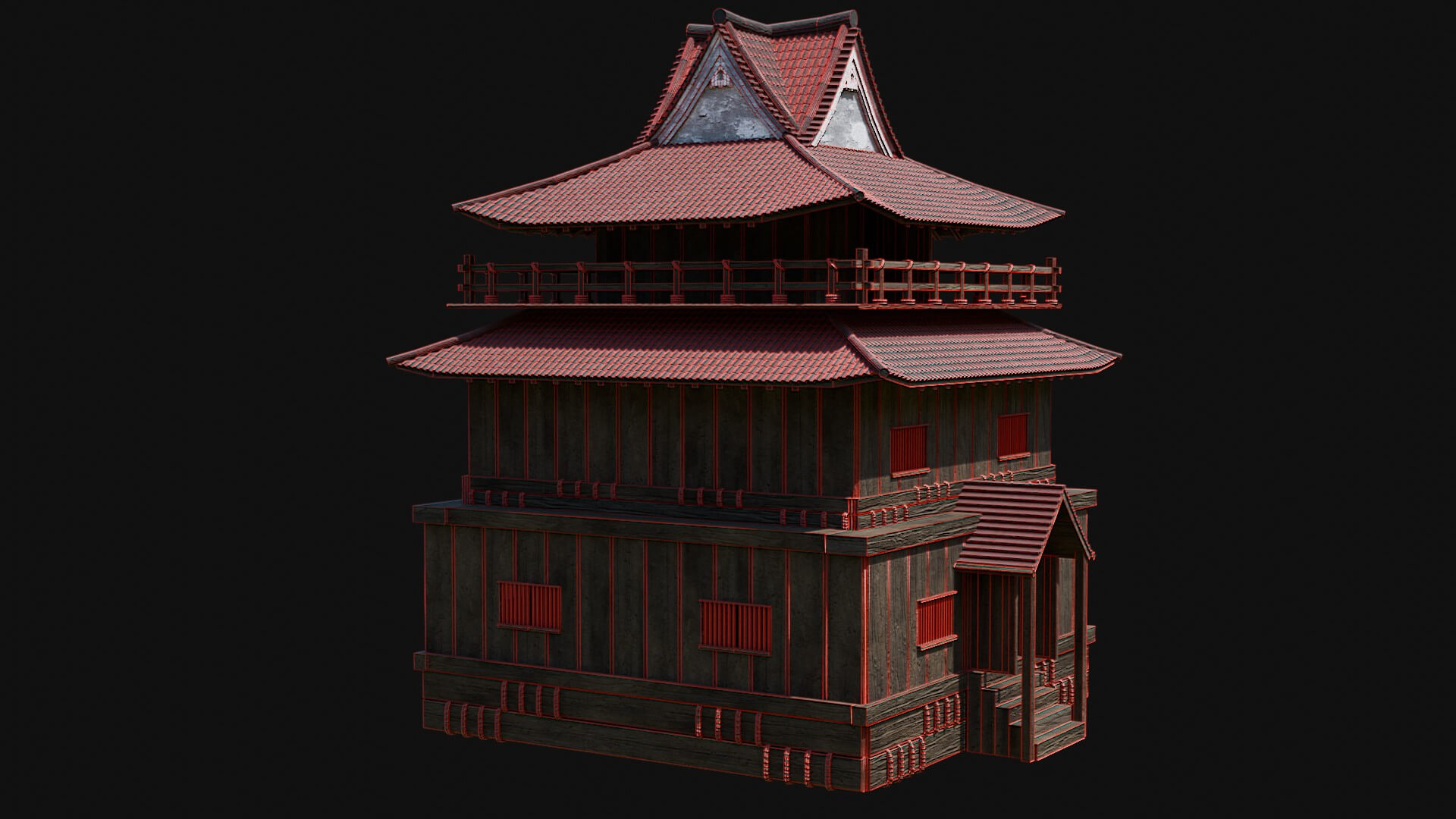 Japanese Fortress Feudal Watchtower Collection - 3D Model by Enterables