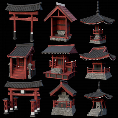 Japanese Structures Collection - 3D Model by Enterables