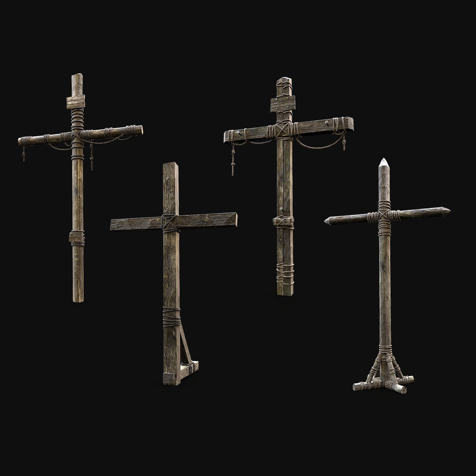 Wooden Crucifix Cross Collection - 3D Model by Enterables