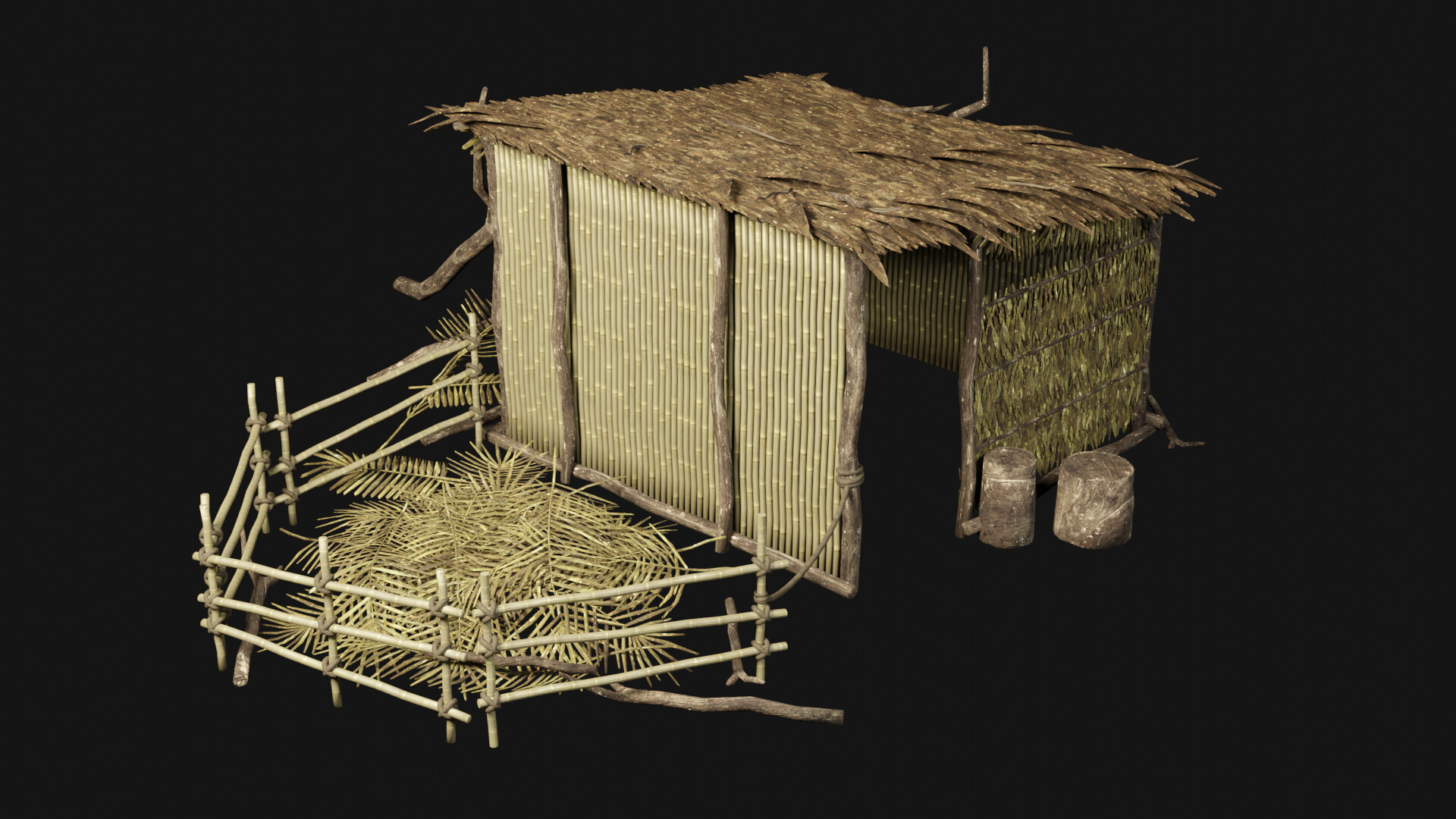 Jungle Swamp Hut Shelter Collection - 3D Model by Enterables
