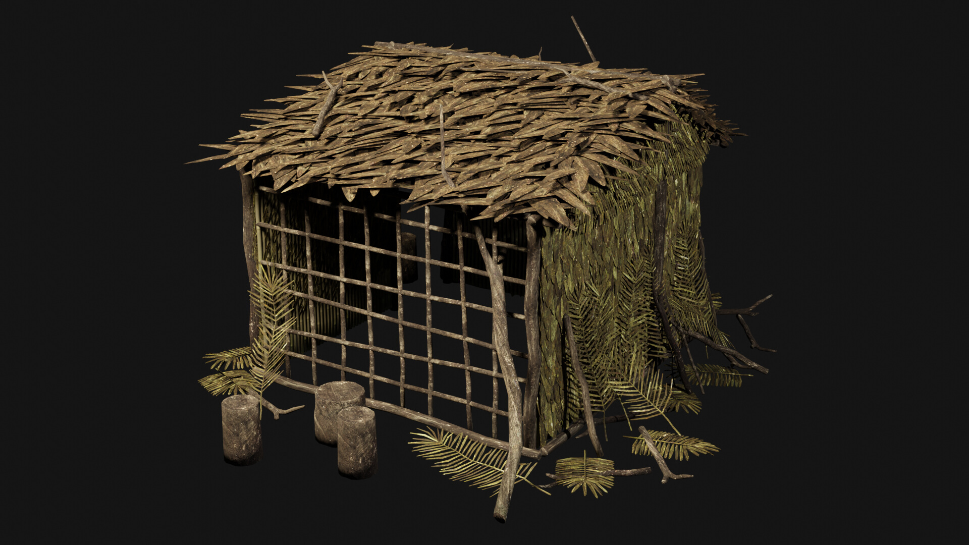Jungle Swamp Hut Shelter Collection - 3D Model by Enterables