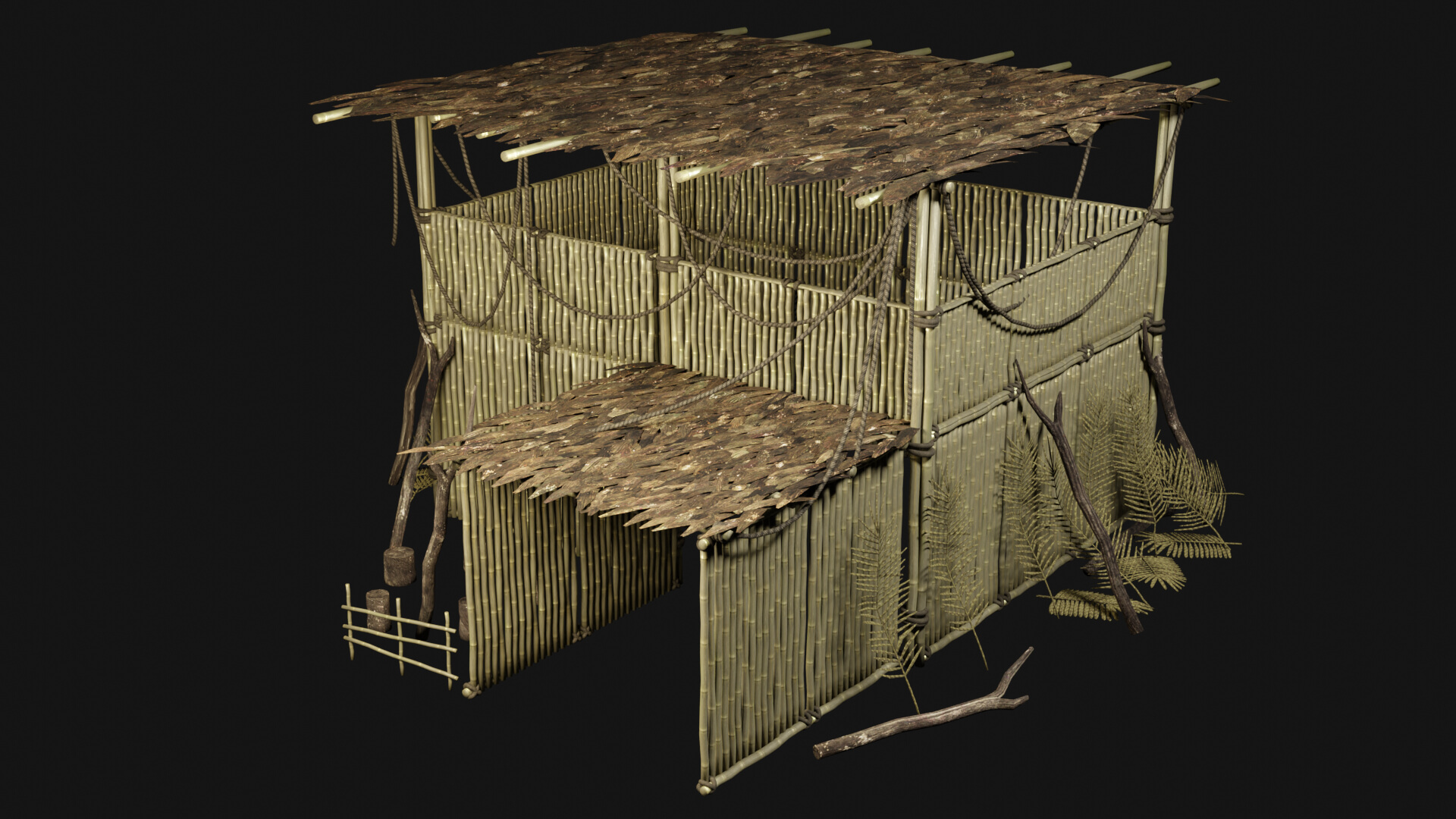 Jungle Swamp Hut Shelter Collection - 3D Model by Enterables