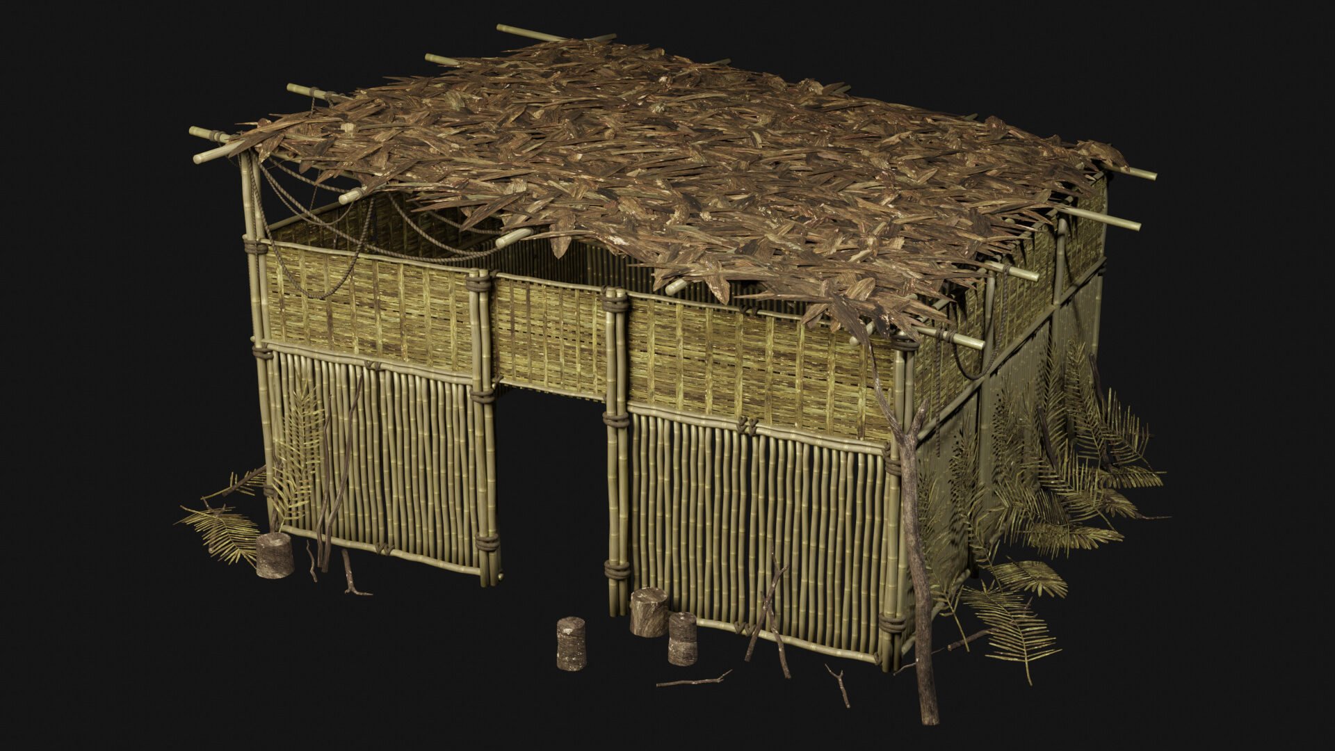 Jungle Swamp Hut Shelter Collection - 3D Model by Enterables
