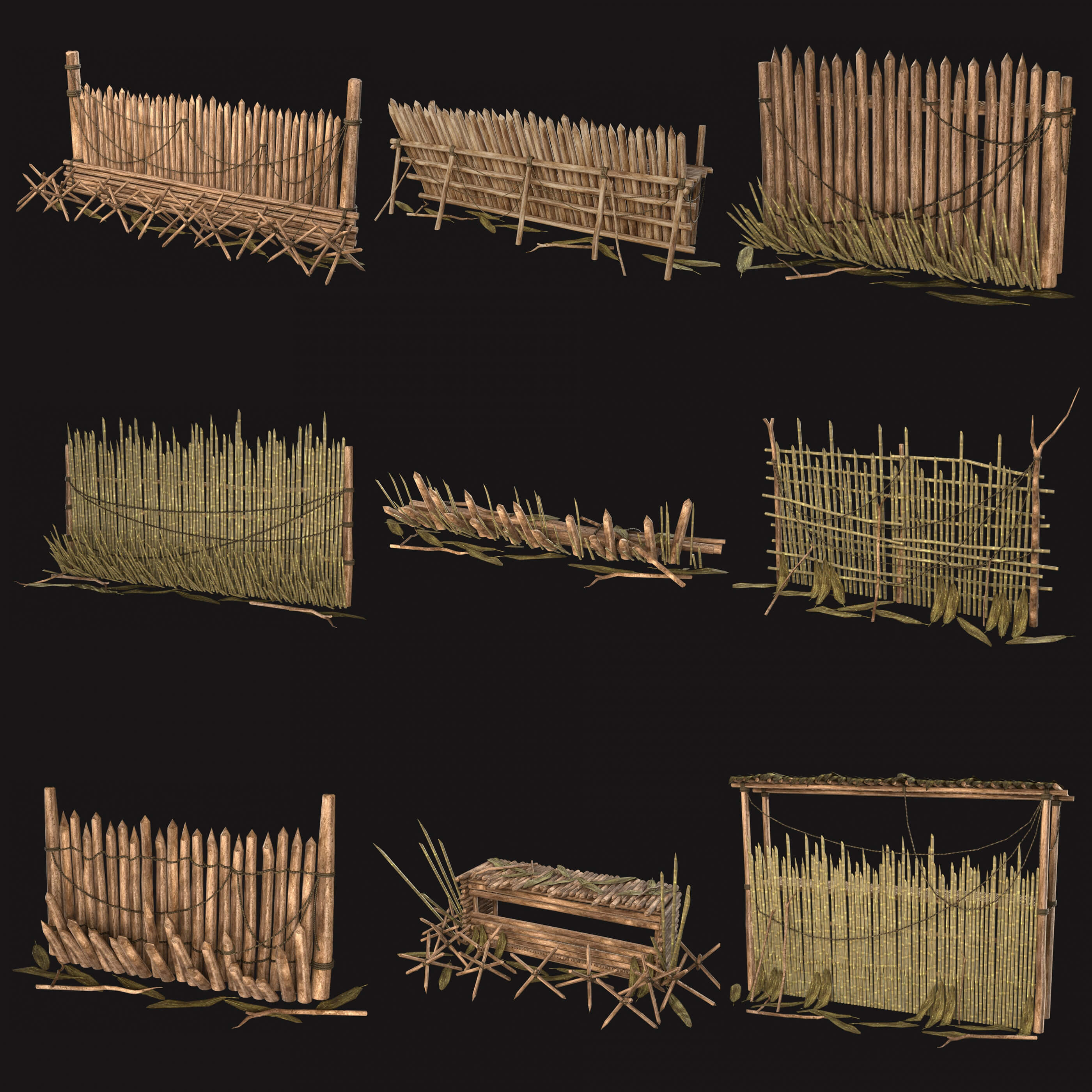 Jungle Swamp Palisade Walls Collection - 3D Model by Enterables