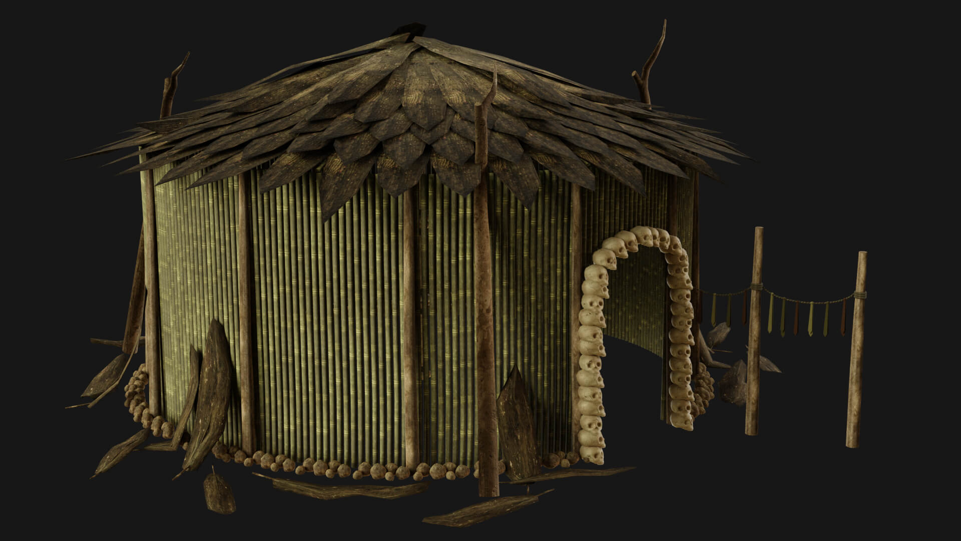 Jungle Swamp Shaman Tent Hut Collection - 3D Model by Enterables