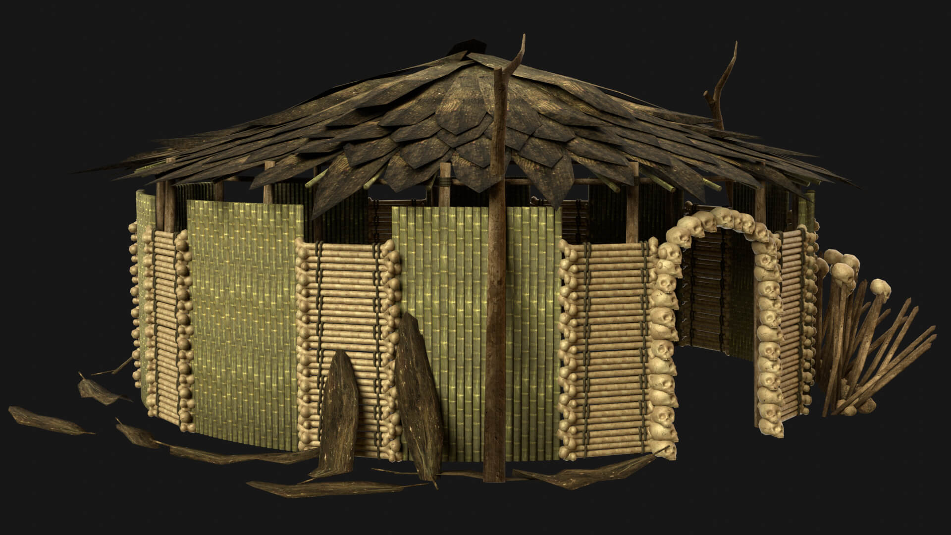 Jungle Swamp Shaman Tent Hut Collection - 3D Model by Enterables