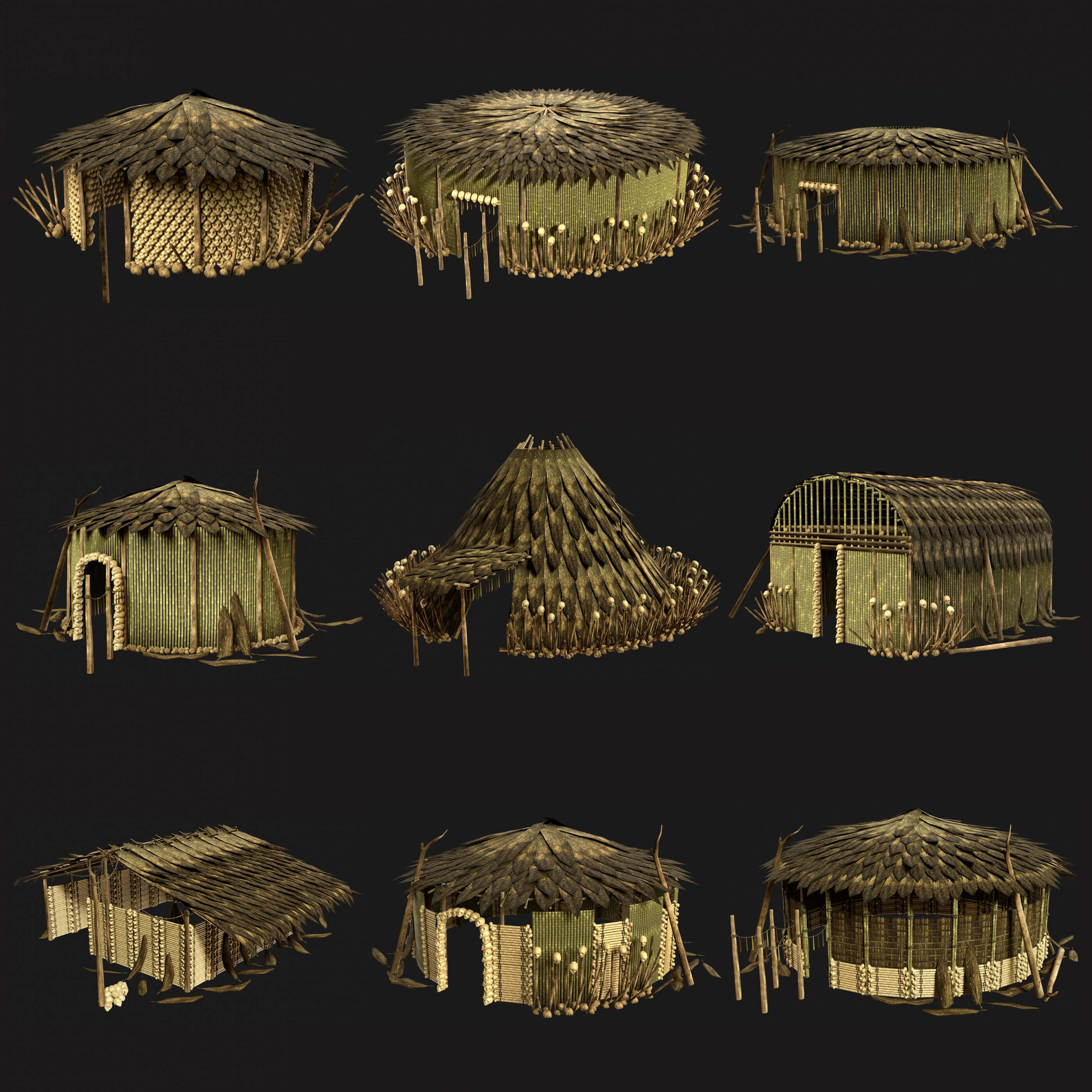 Jungle Swamp Shaman Tent Hut Collection - 3D Model by Enterables