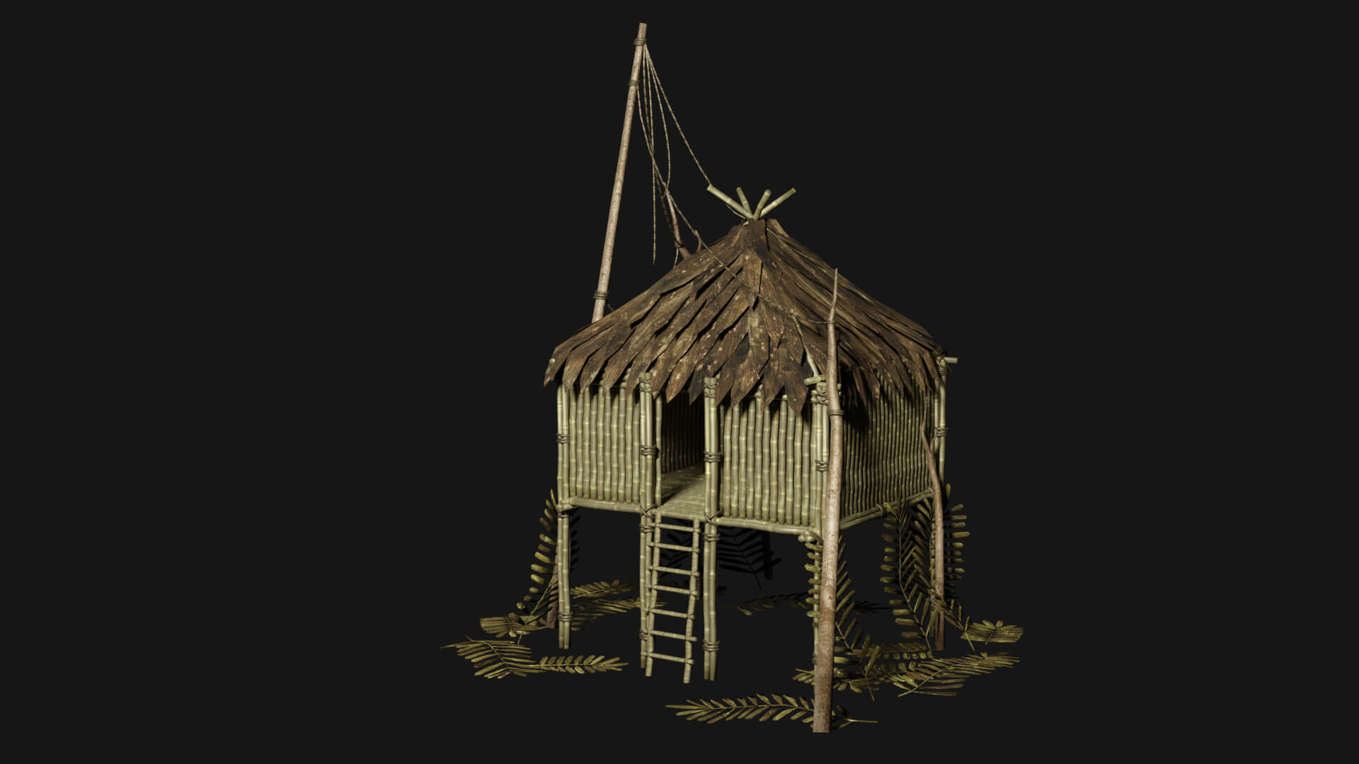 Jungle Swamp Stilt Hut Shelter Collection - 3D Model by Enterables