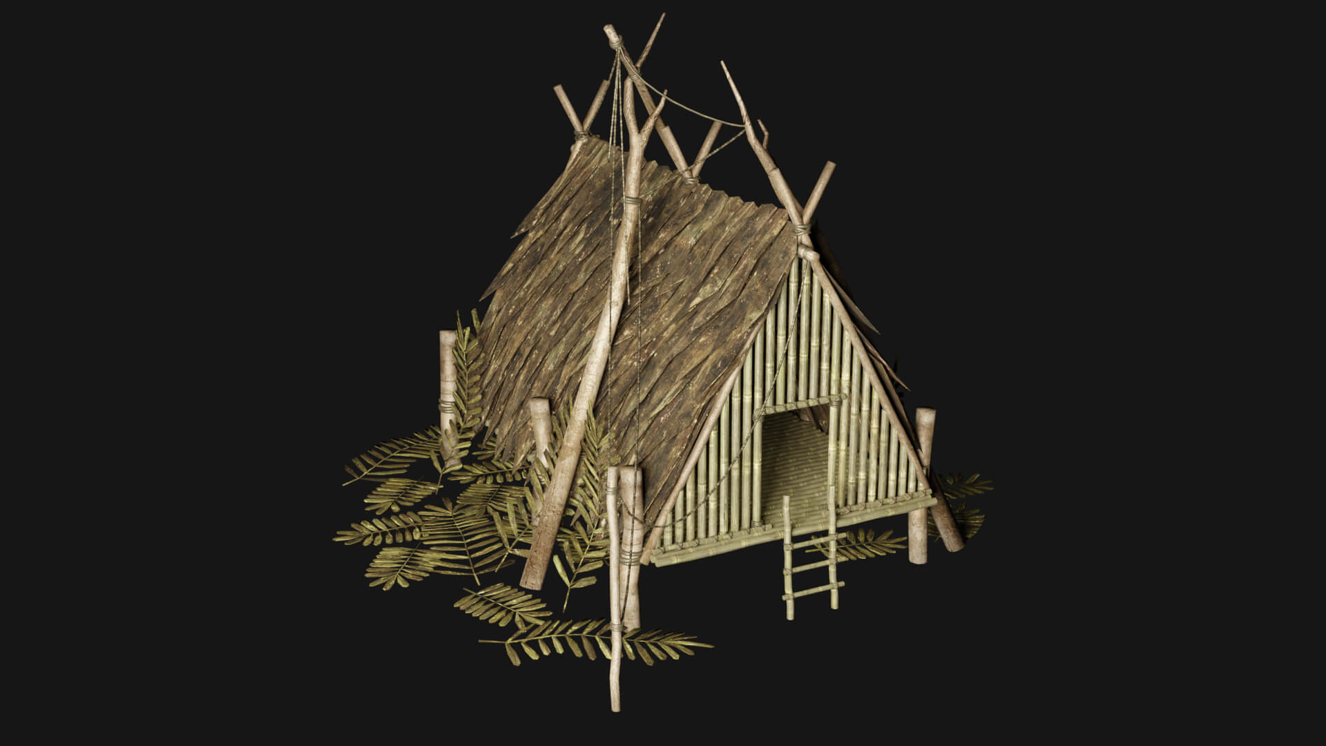 Jungle Swamp Stilt Hut Shelter Collection - 3D Model by Enterables