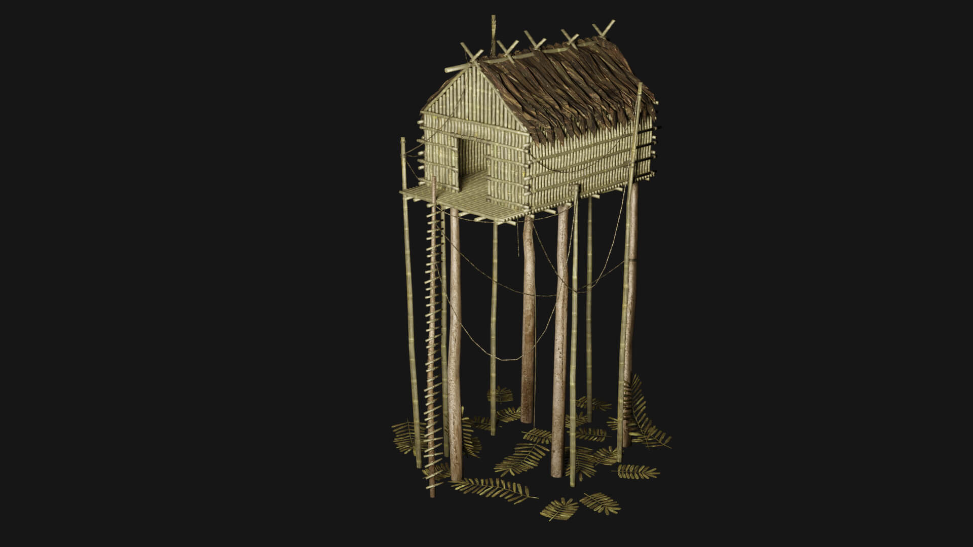 Jungle Swamp Stilt Hut Shelter Collection - 3D Model by Enterables