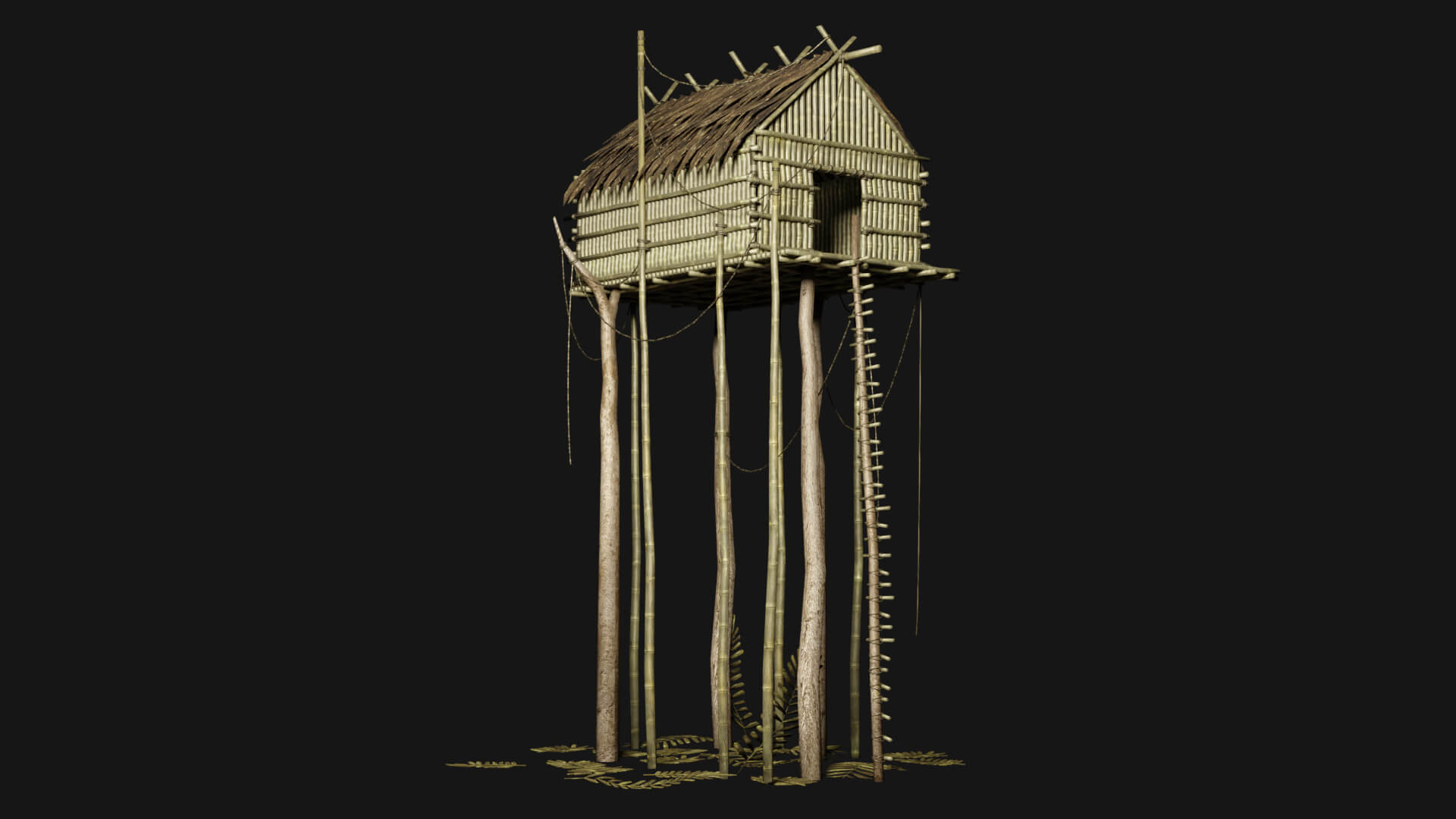 Jungle Swamp Stilt Hut Shelter Collection - 3D Model by Enterables
