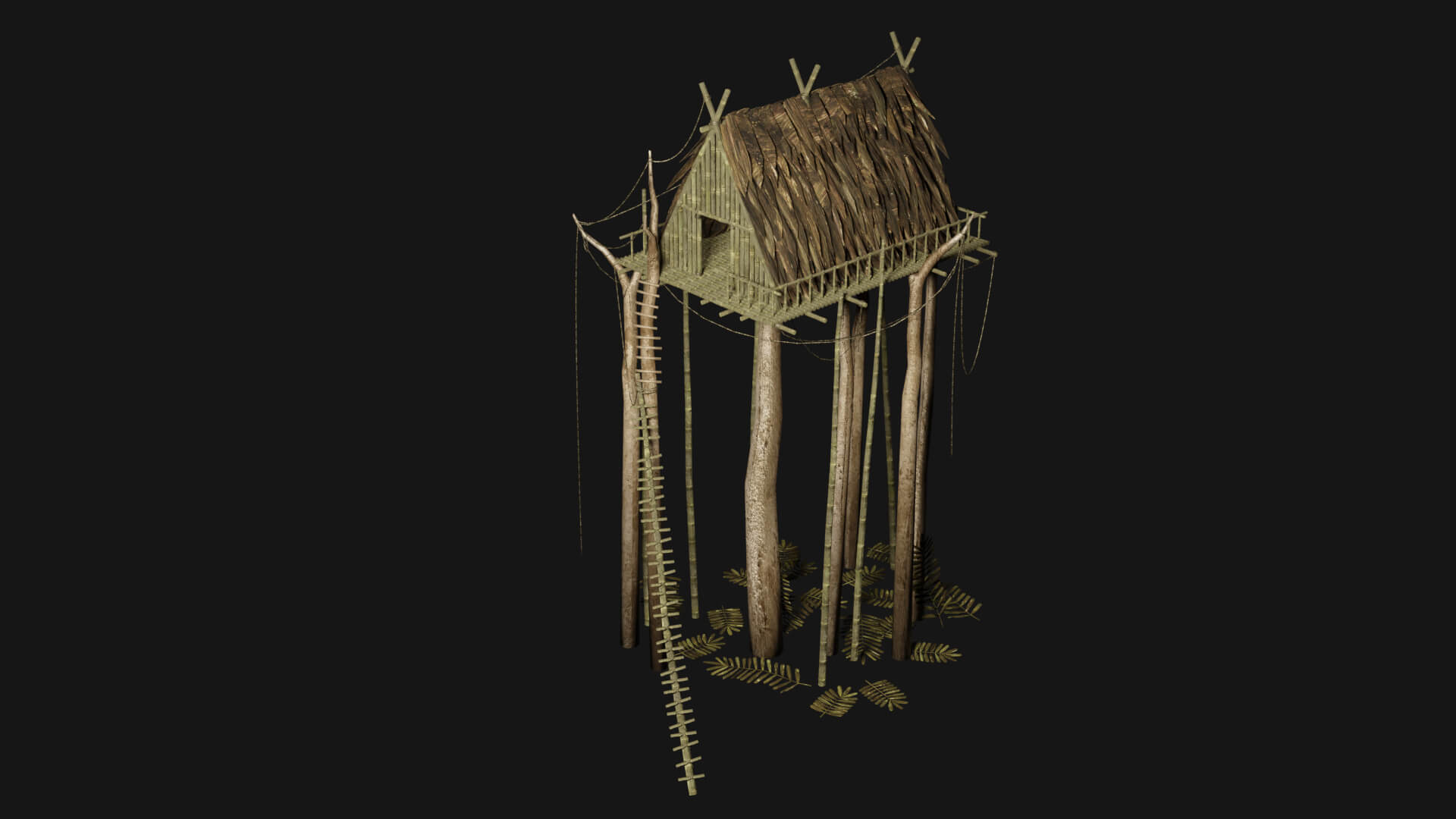 Jungle Swamp Stilt Hut Shelter Collection - 3D Model by Enterables