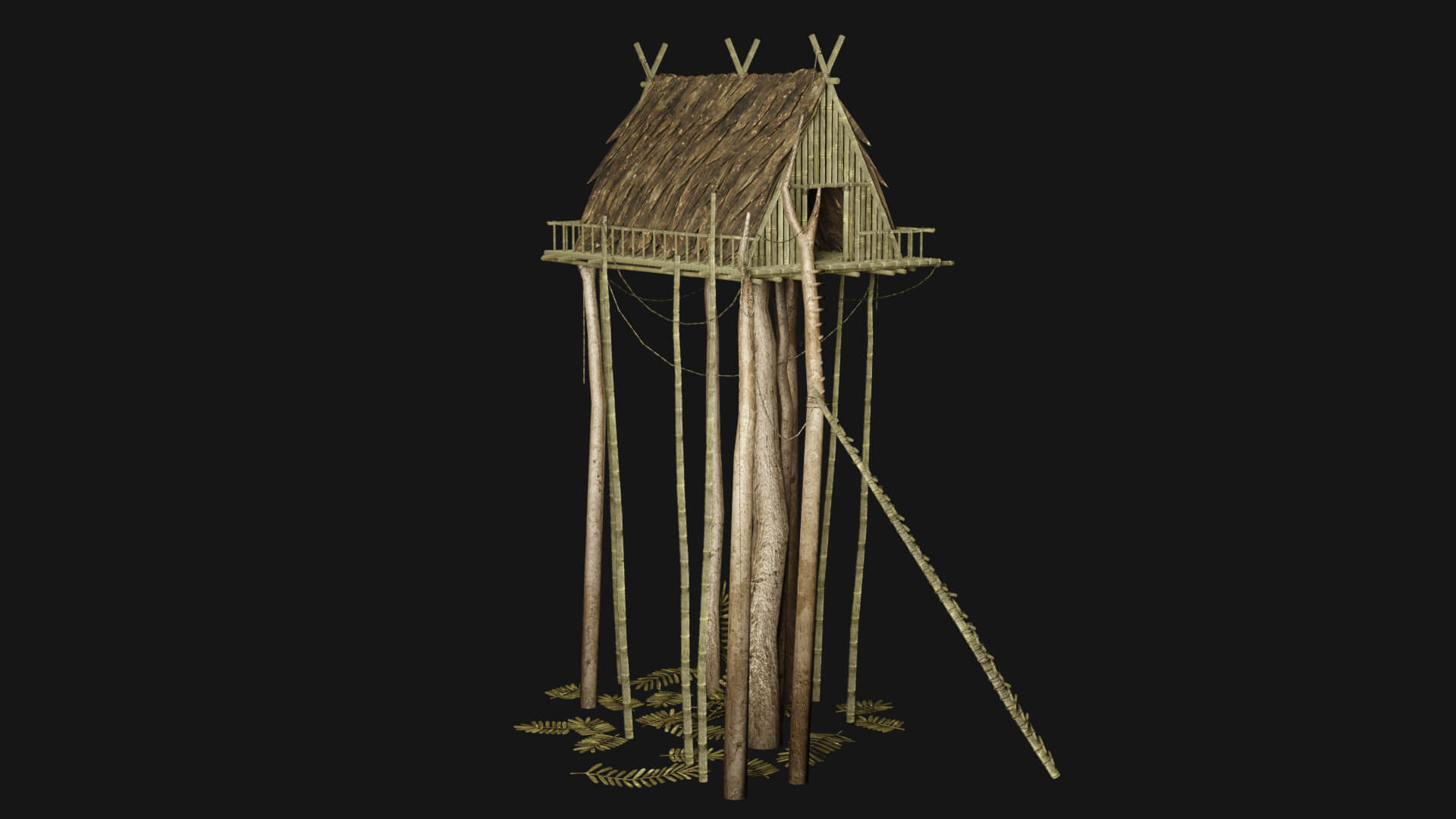 Jungle Swamp Stilt Hut Shelter Collection - 3D Model by Enterables