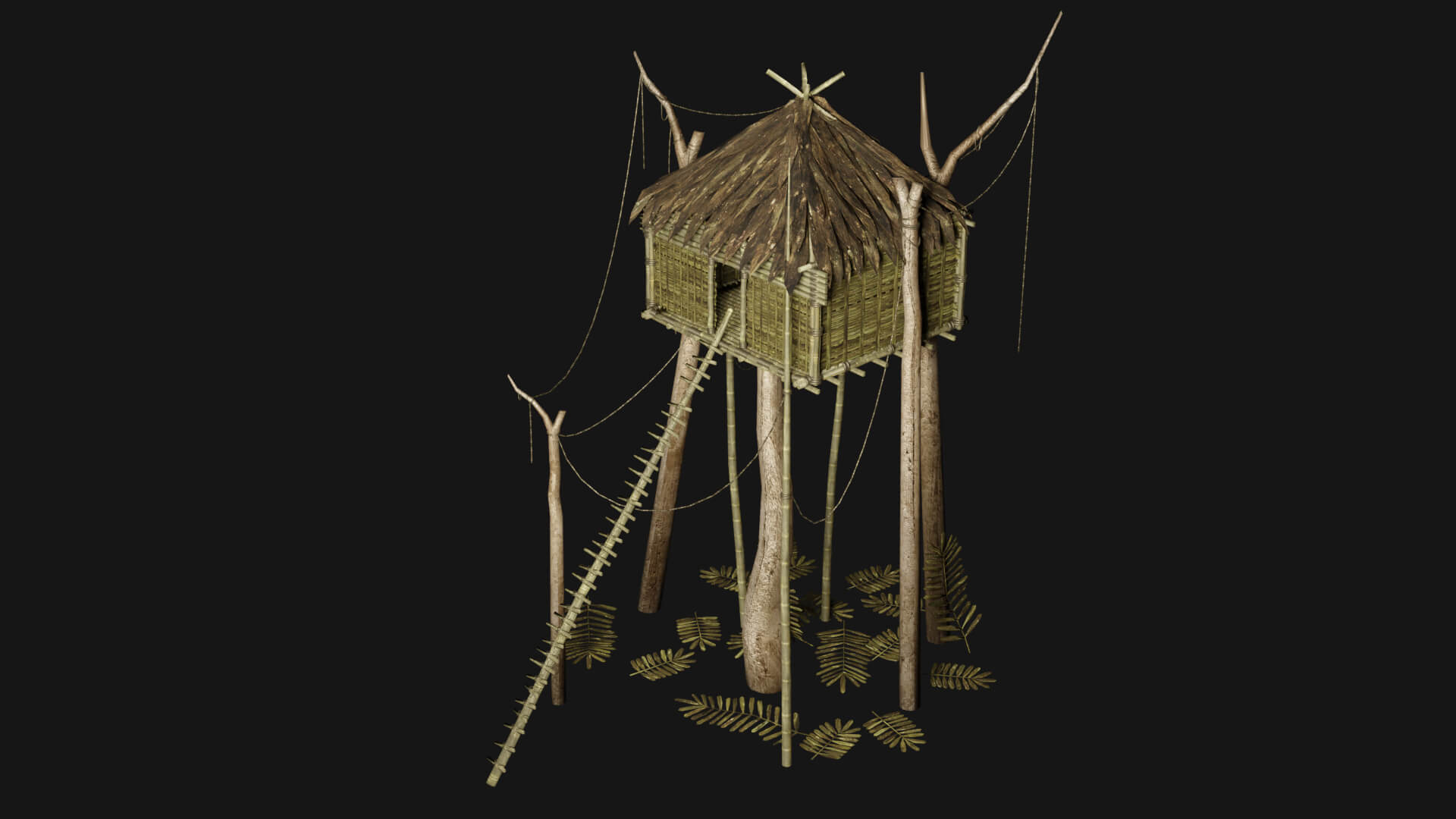 Jungle Swamp Stilt Hut Shelter Collection - 3D Model by Enterables