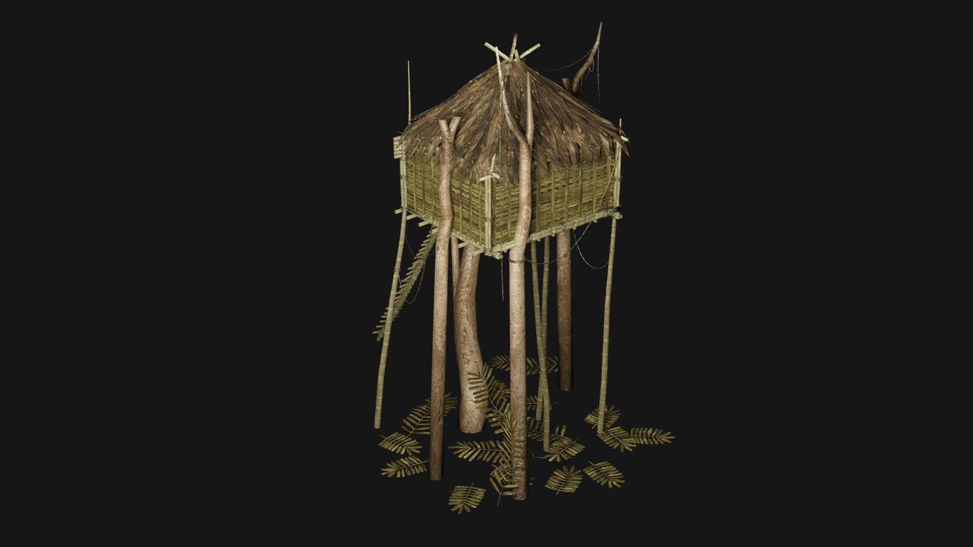 Jungle Swamp Stilt Hut Shelter Collection - 3D Model by Enterables
