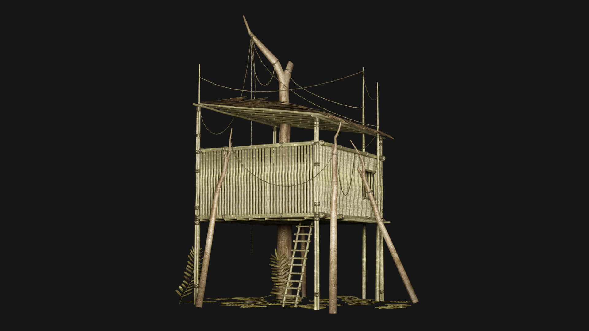 Jungle Swamp Stilt Hut Shelter Collection - 3D Model by Enterables