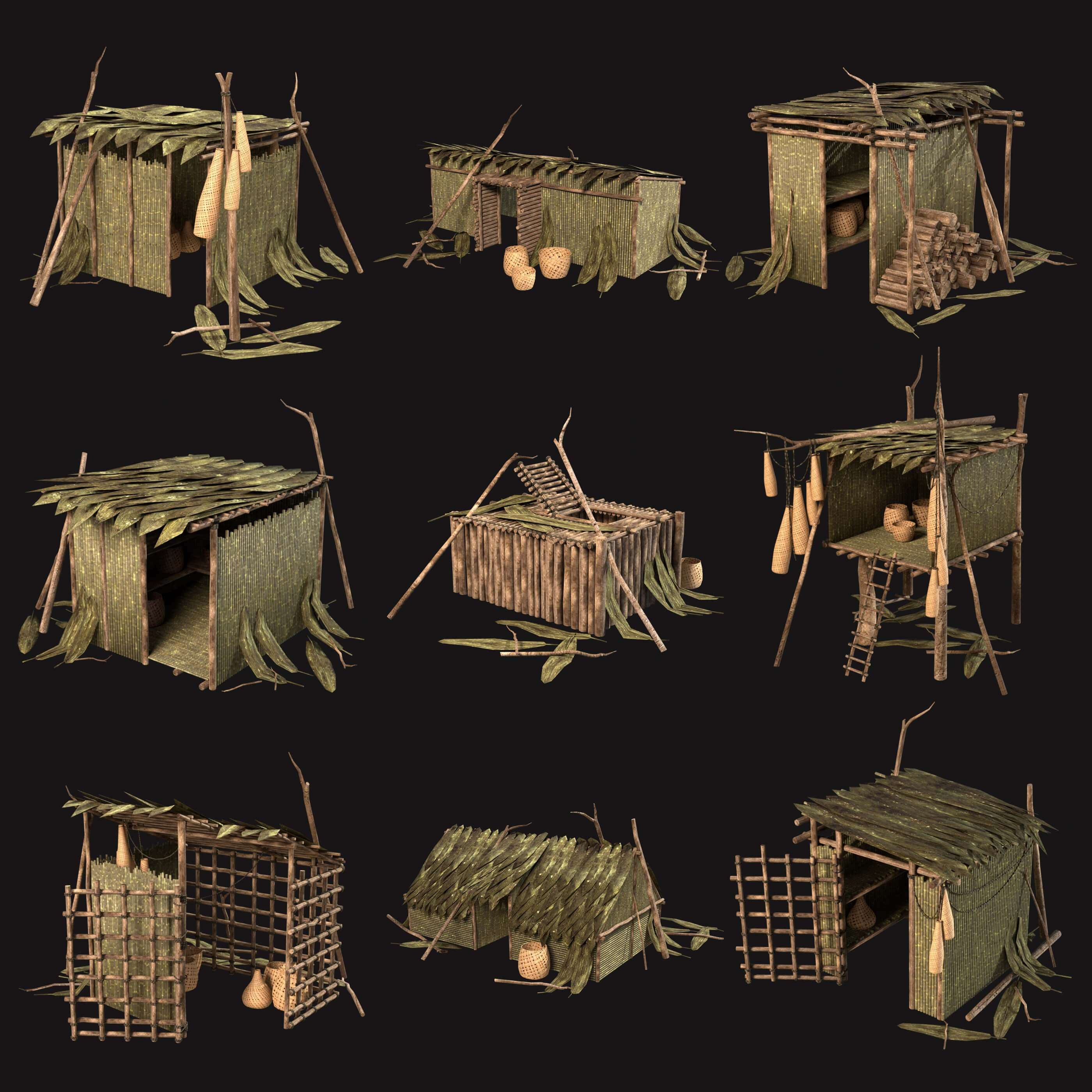 Jungle Swamp Storage Hut Collection - 3D Model by Enterables