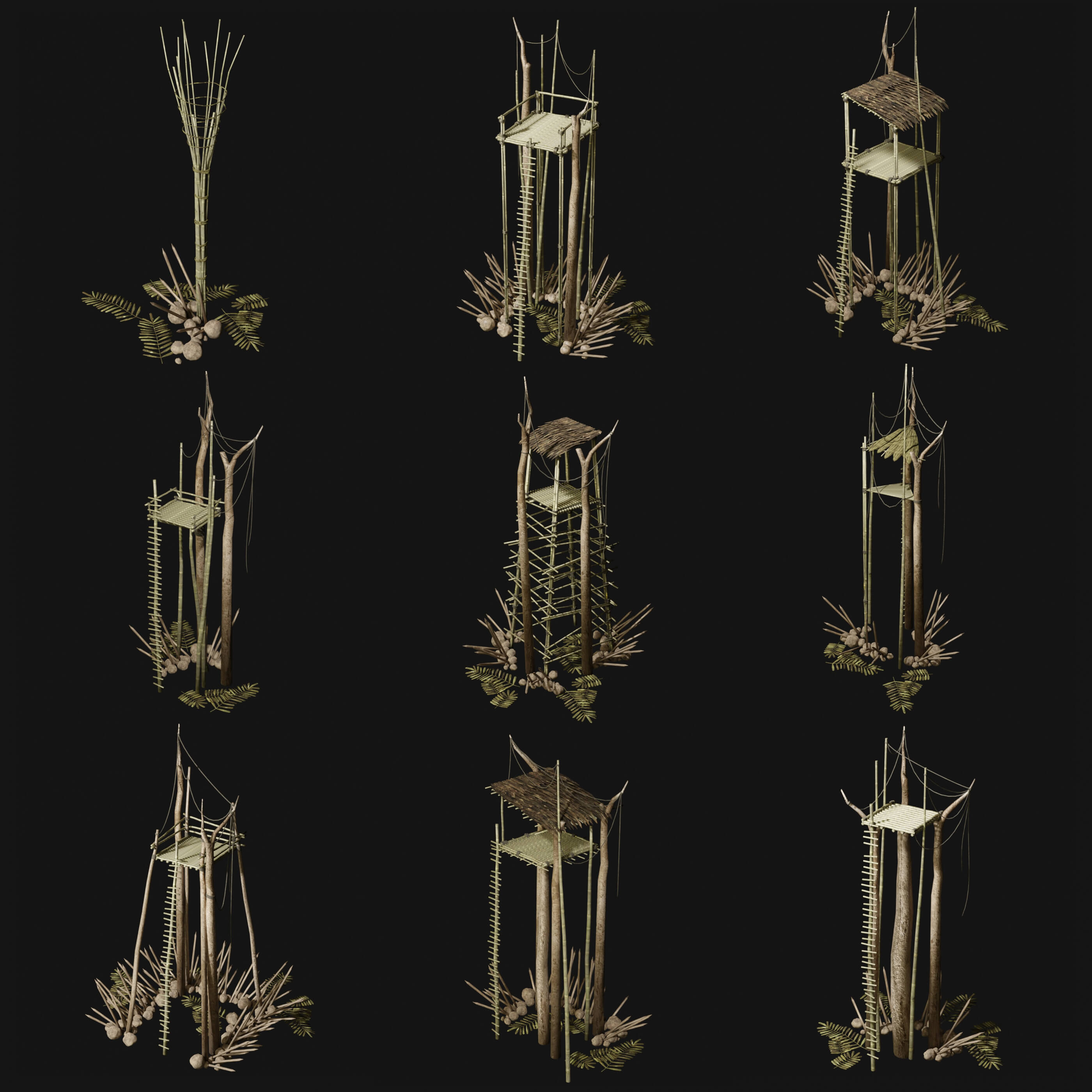 Jungle Swamp Watchtower Scout Tower Collection - 3D Model by Enterables