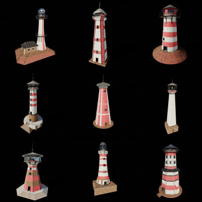 Lighthouse Watch Tower Collection - 3D Model by Enterables